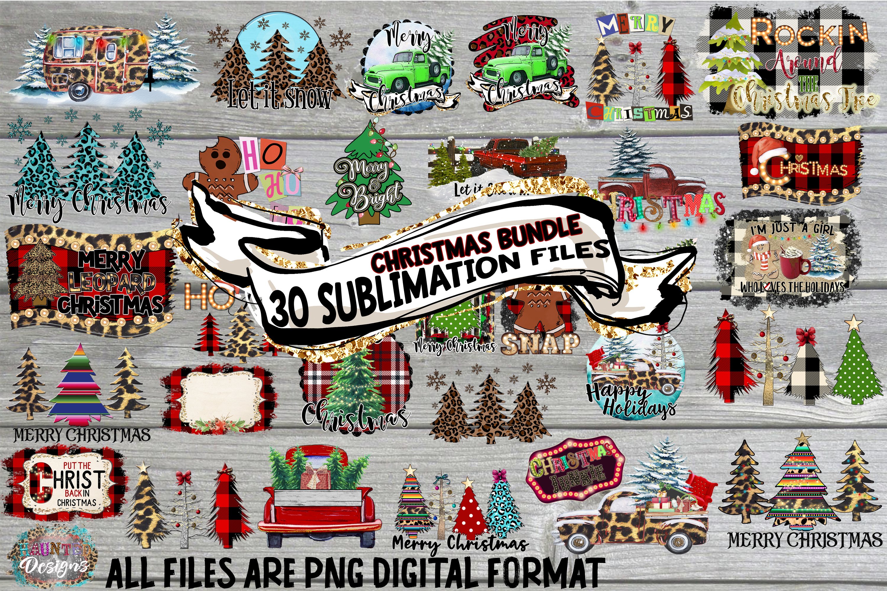 Christmas Tree Sublimation Bundle Clip Art Design (1028923 ...