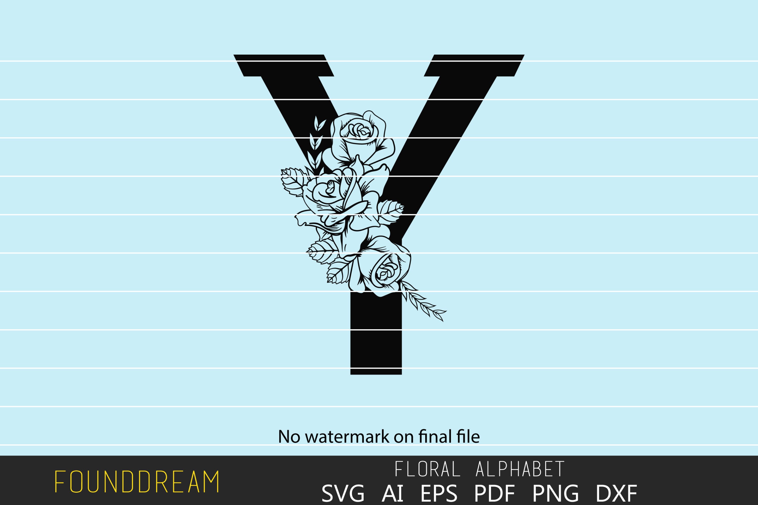 Floral Alphabet, Y Letter (582250) | Cut Files | Design Bundles