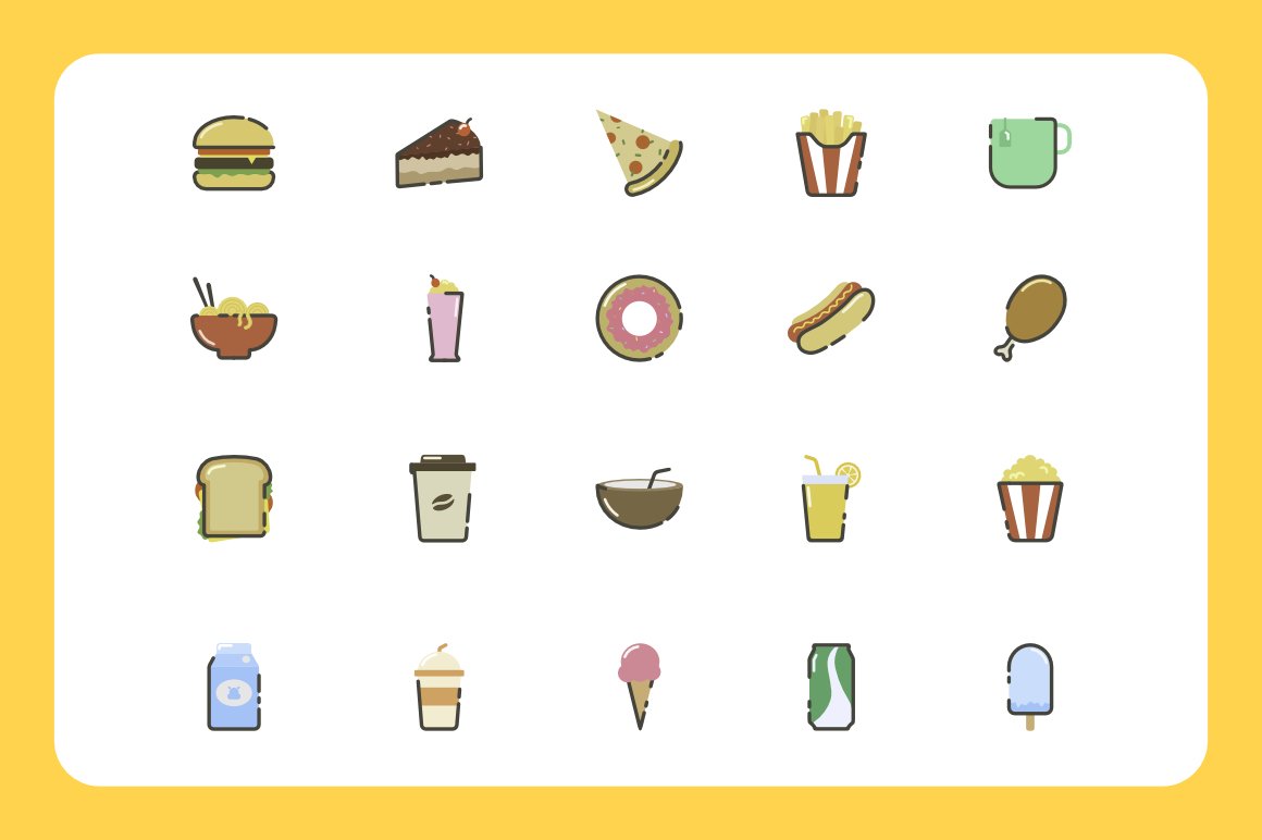Food & Beverage Icons Set (776101) | Icons | Design Bundles