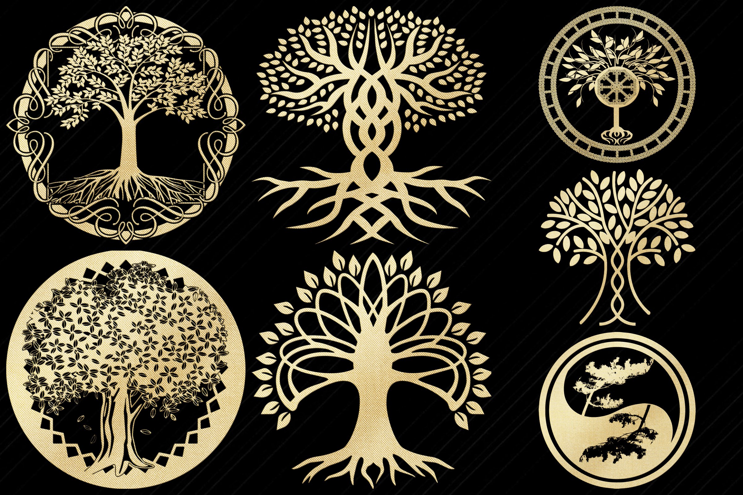 Gold Foil Tree of Life Clip Art (765782) | Illustrations | Design Bundles