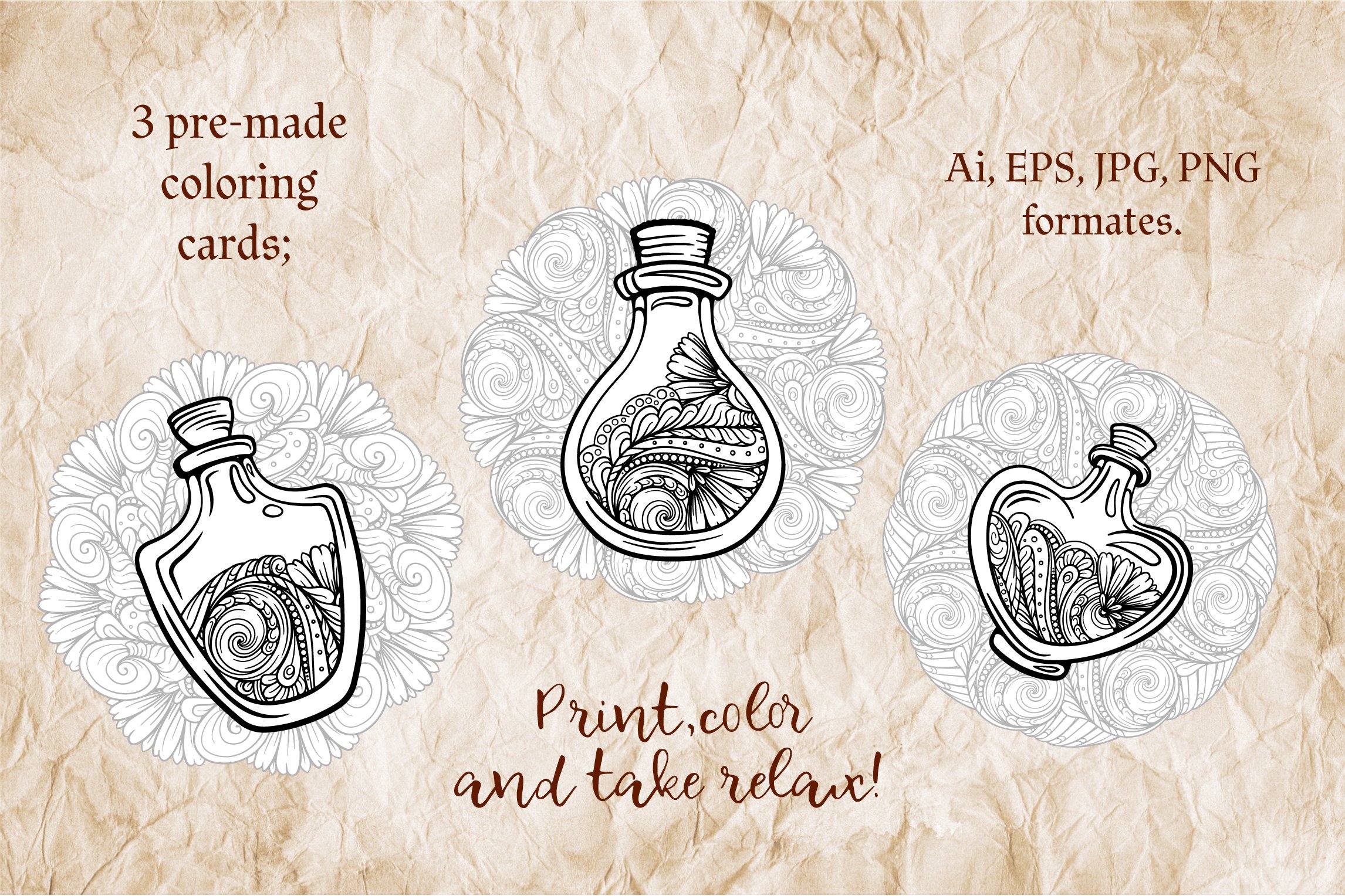 Magic bottles set (538245) | Objects | Design Bundles