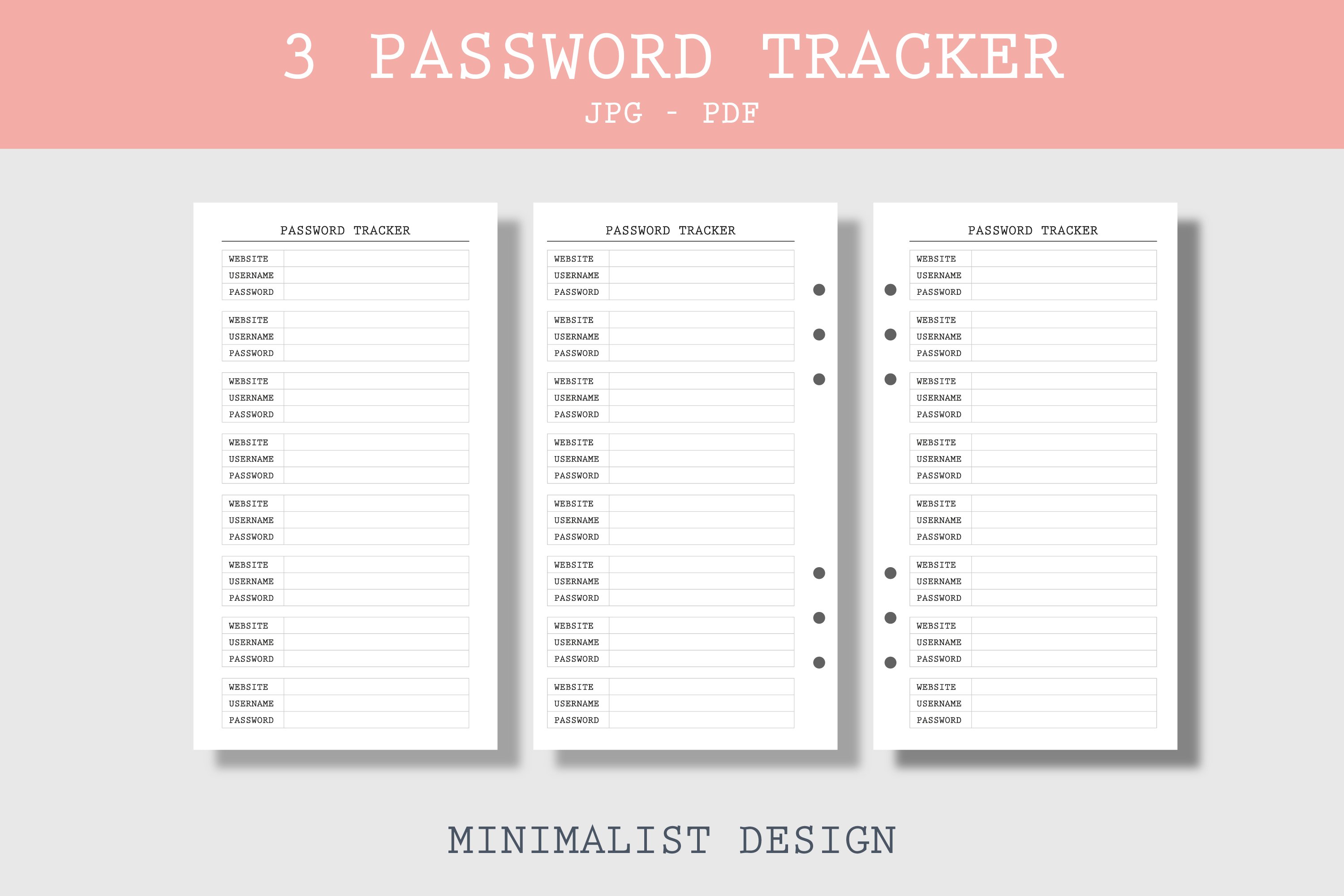 Password keeper Printable Personal Planner back/front design (1220742 ...