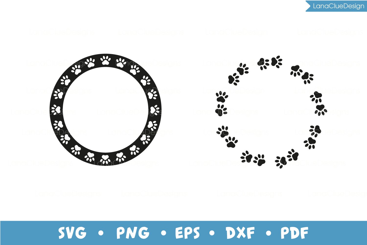 6 Dog Paw Monogram Frames SVG PNG DXF EPS PDF (942659) | Monograms ...