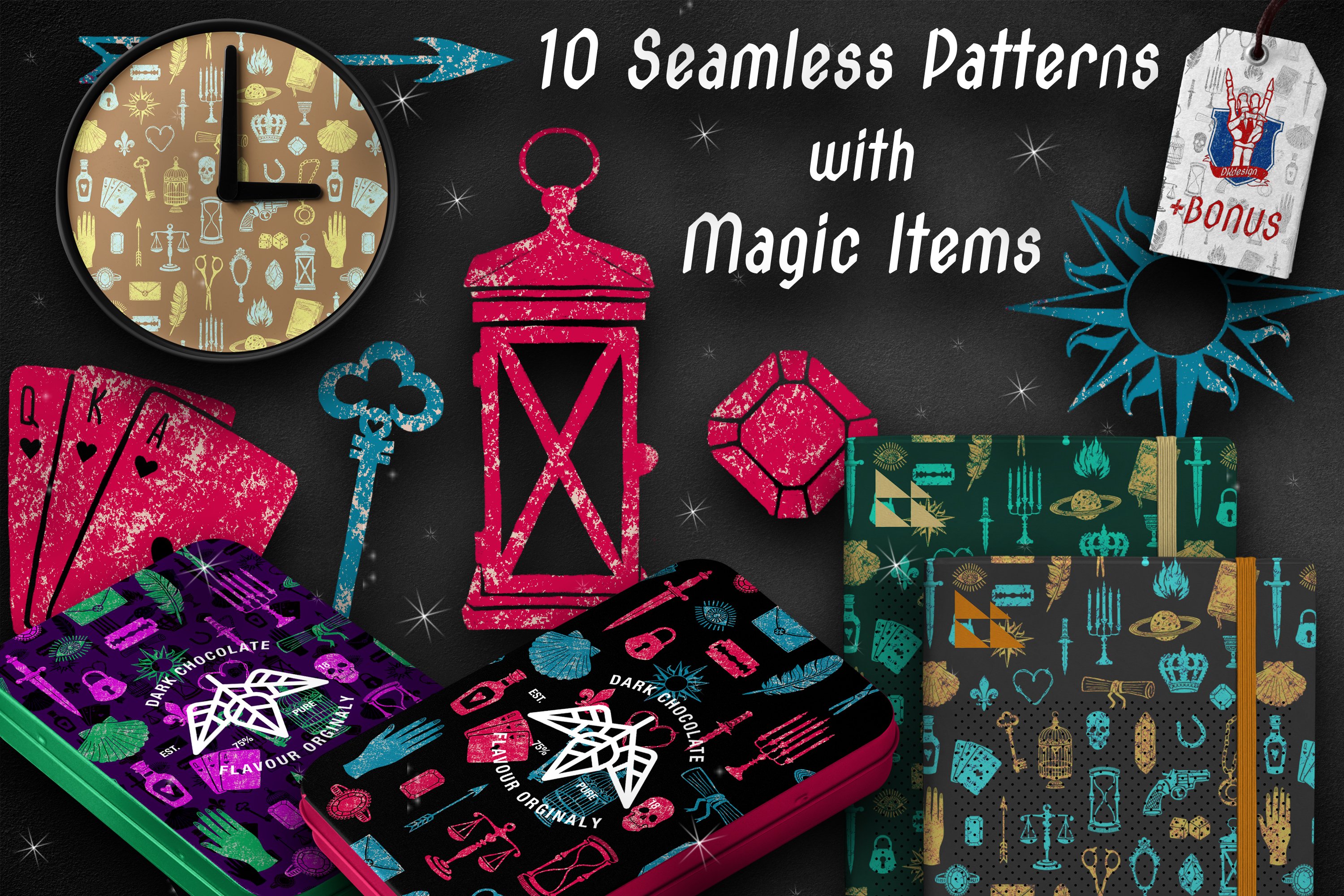70 Magic Elements and 30 Seamless Patterns (542448) | Patterns | Design ...
