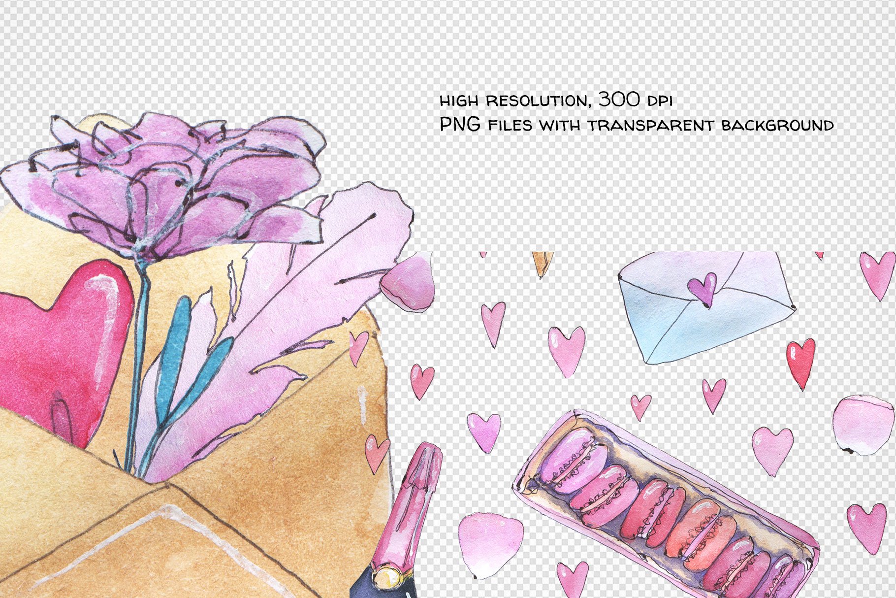 cute love clipart, watercolor valentines day, heart clipart (1110704 ...