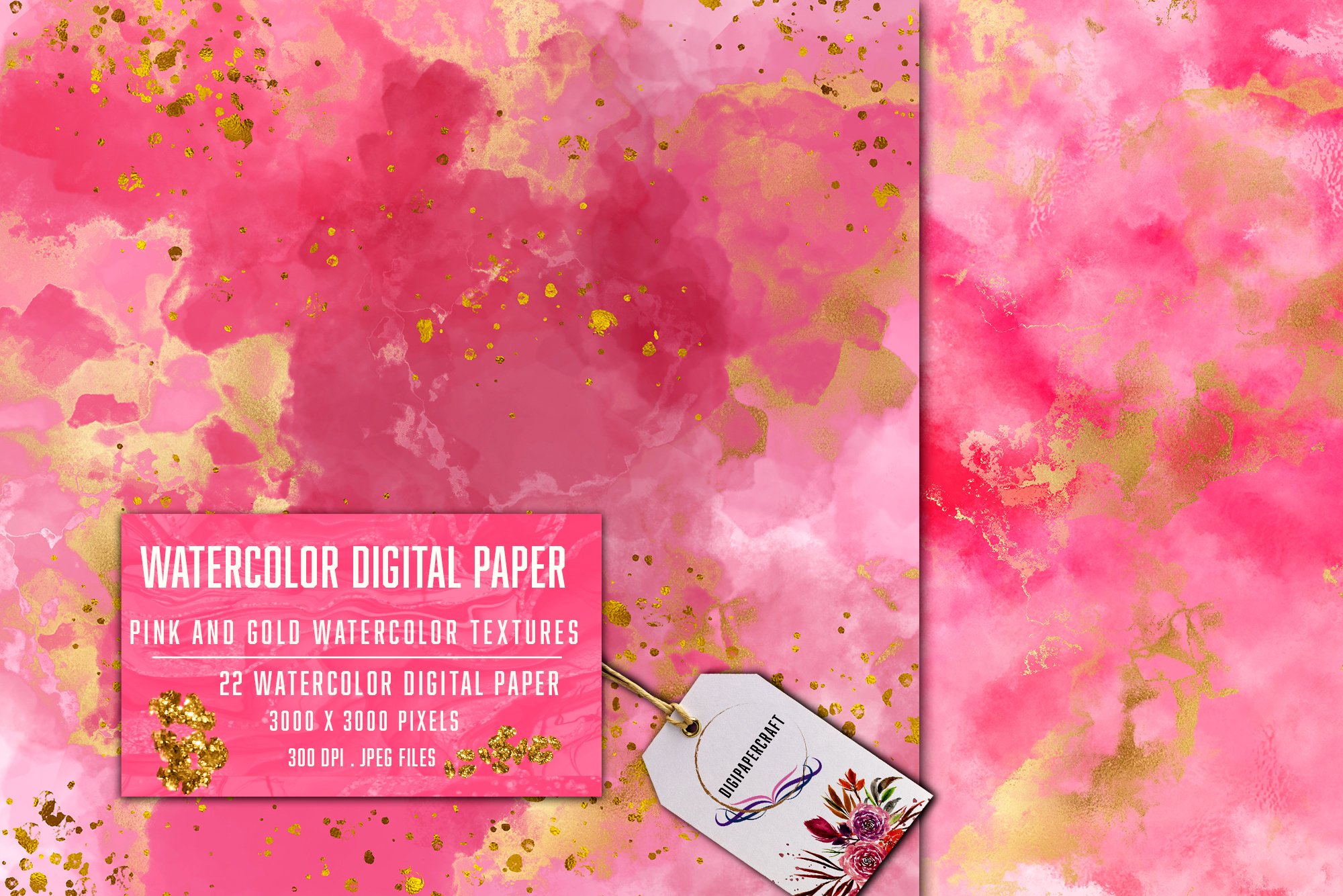 Pink and Gold Watercolor Backgrounds. Ink & watercolor art (708699 ...