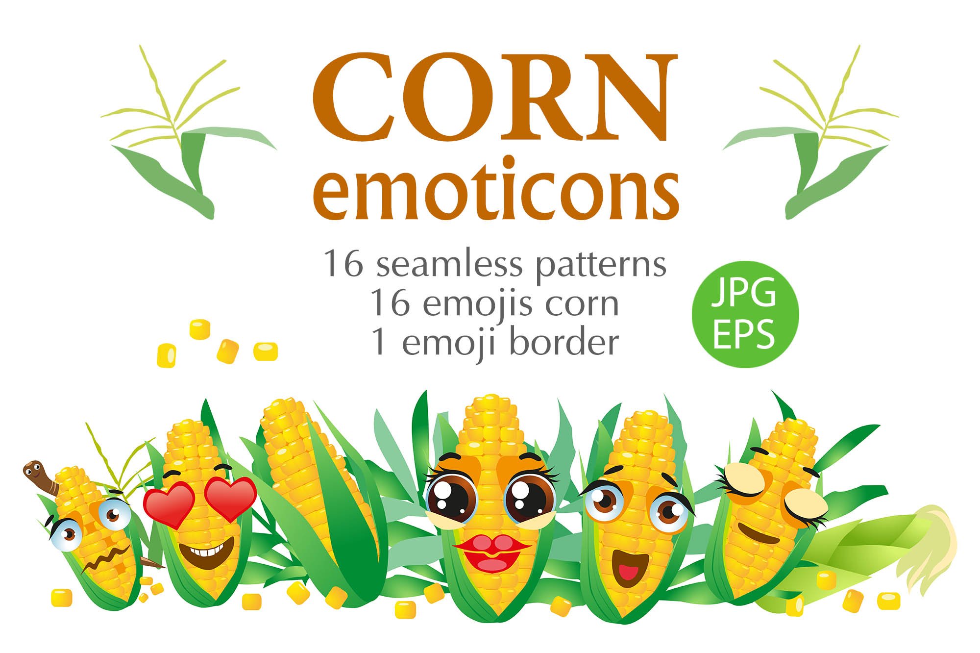 Corn emoticons (538329) | Decorations | Design Bundles