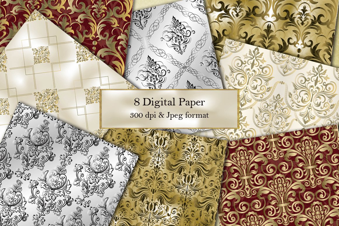 Victorian damask seamless pattern. Collection of papers (1060940 ...