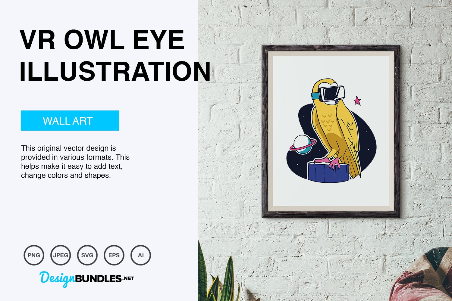 VR Owl Eye Vector Illustration