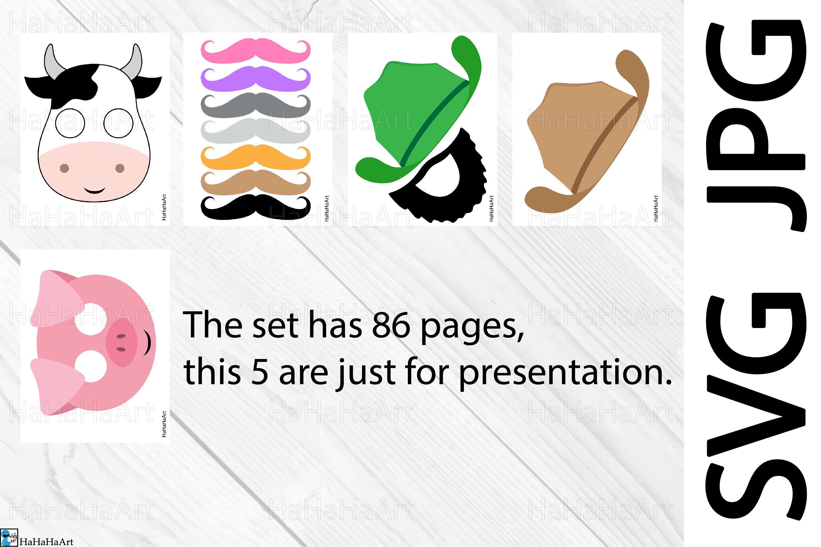 Farm Props Masks - Print and Cut 271c (327191) | Decorations | Design ...