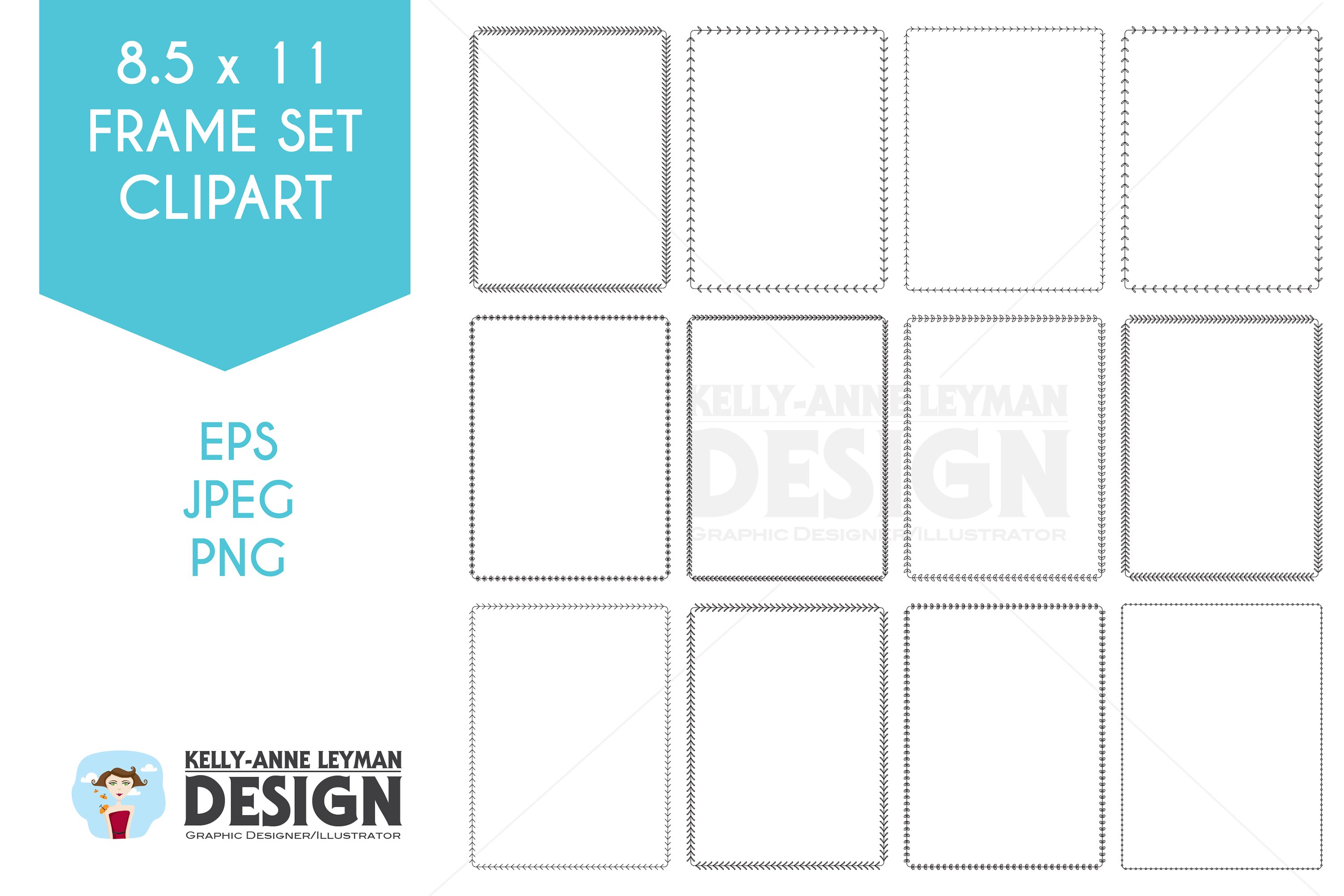 Digital Frames Clipart, Digital borders, 8.5 x 11 (730524 ...