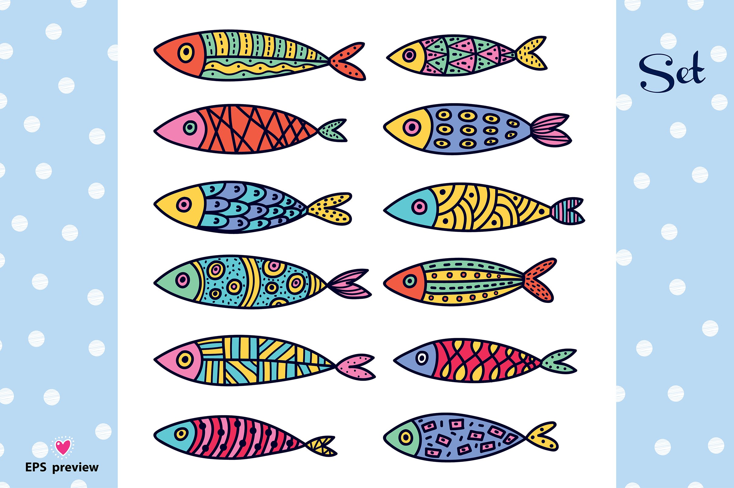 Cute fish! (124121) | Patterns | Design Bundles