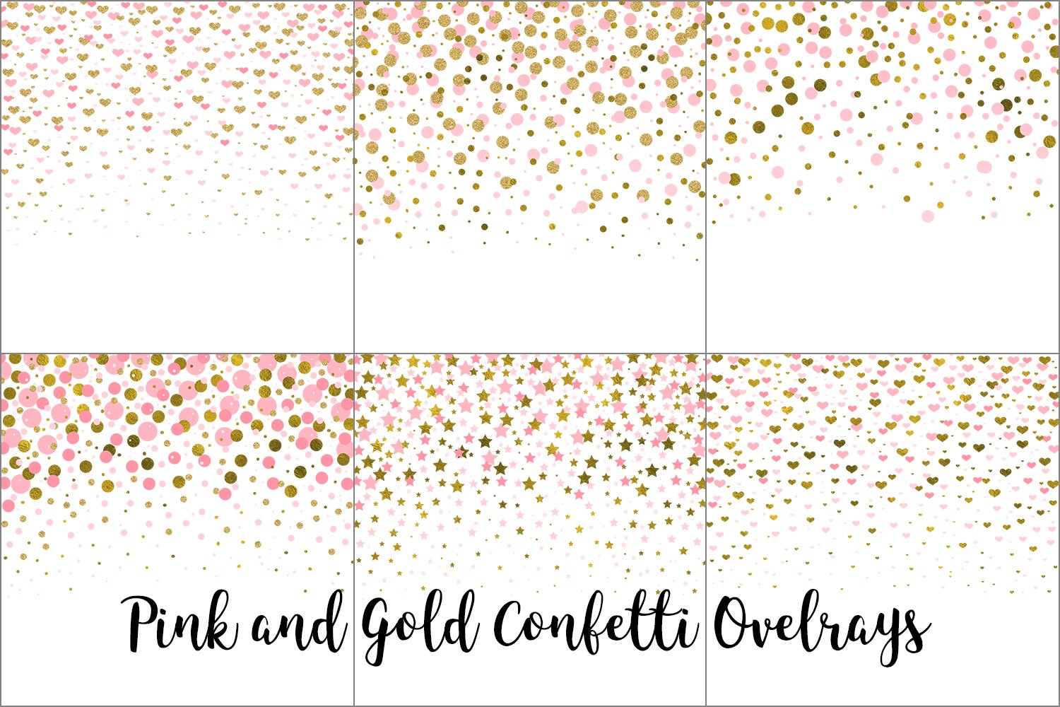 Pink and Gold Confetti Overlays, Transparent PNGs (210622 ...