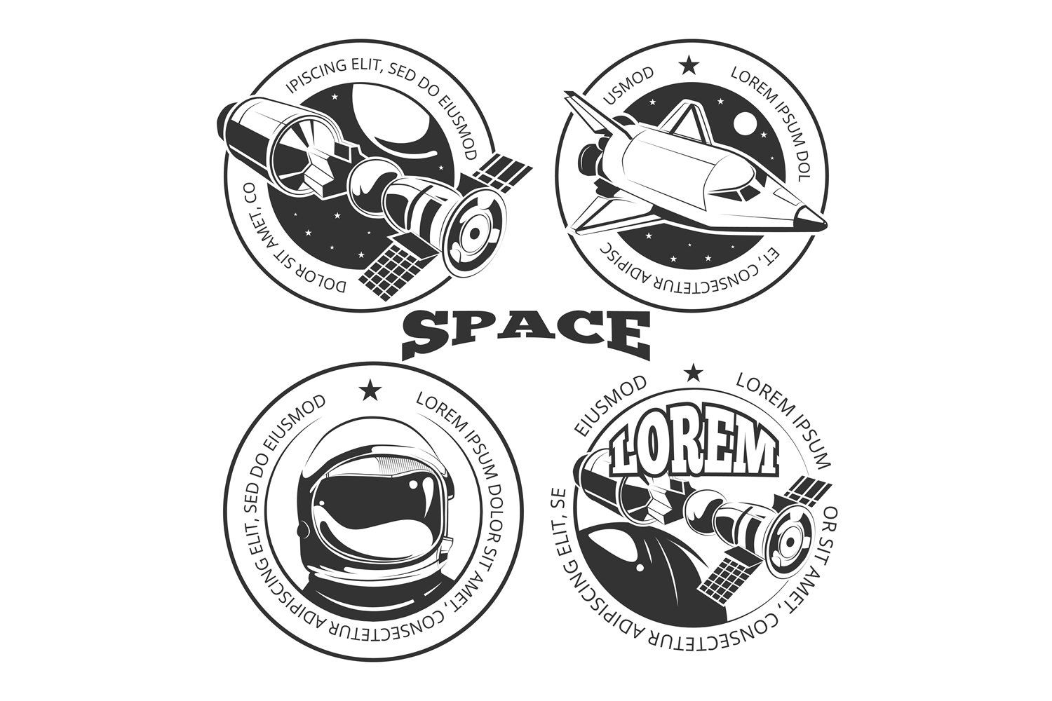 Space labels set - labels or logo with shuttle (865225) | Logos ...