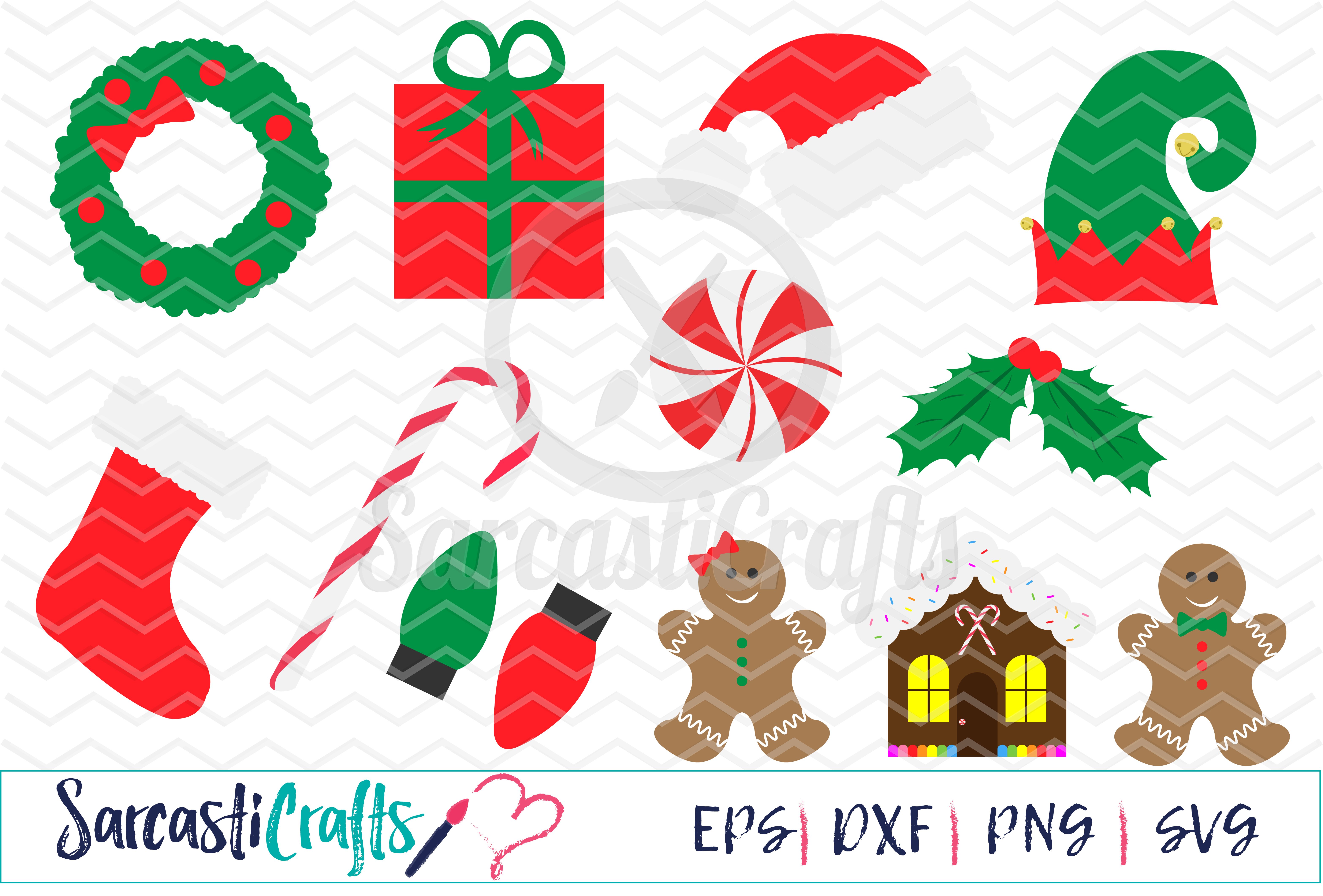Christmas Elements Bundle - Digital Printable - Cuttable File - Digital ...