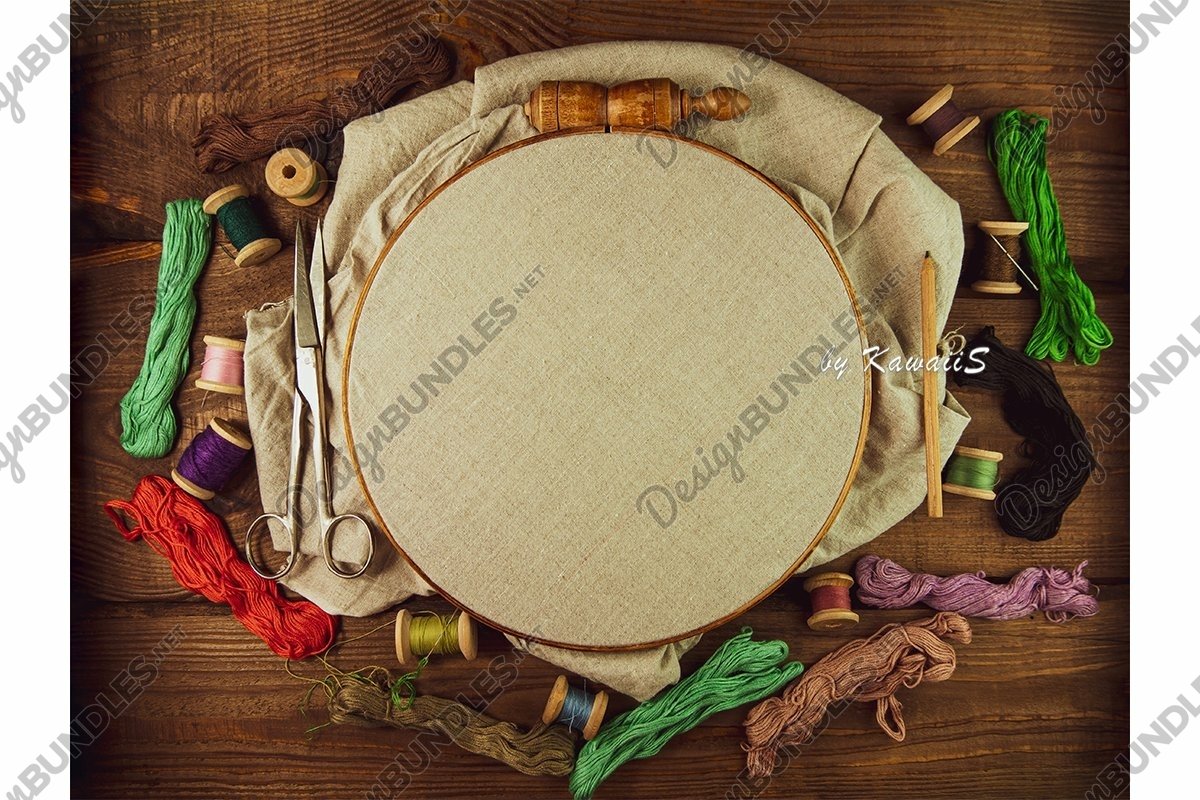 Embroidery needlework Handmade Linen in hoop mockup Hobby (1380915 ...