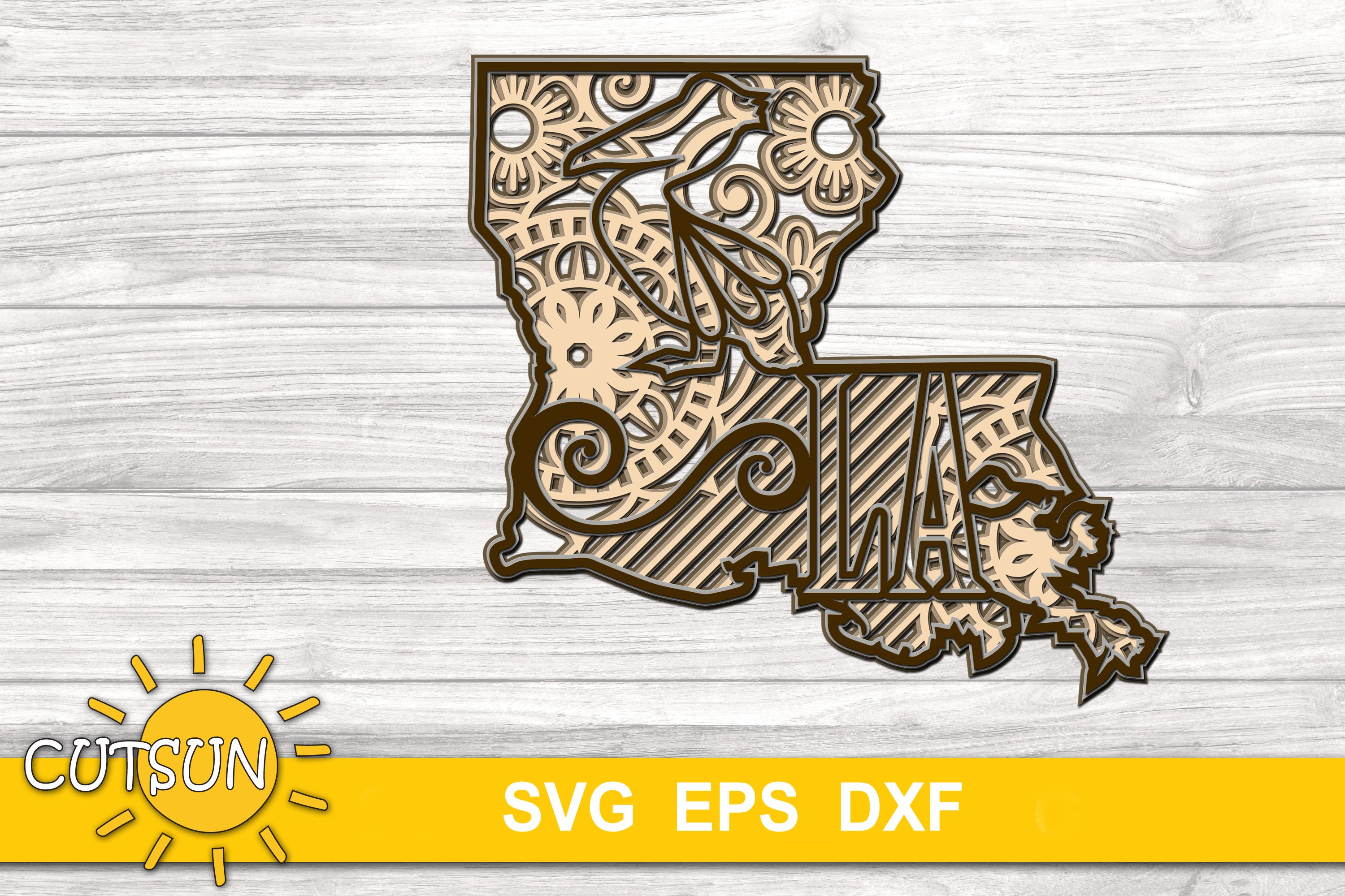 3D Layered Louisiana State Mandala SVG - 5 layers (654951) | Cut Files ...