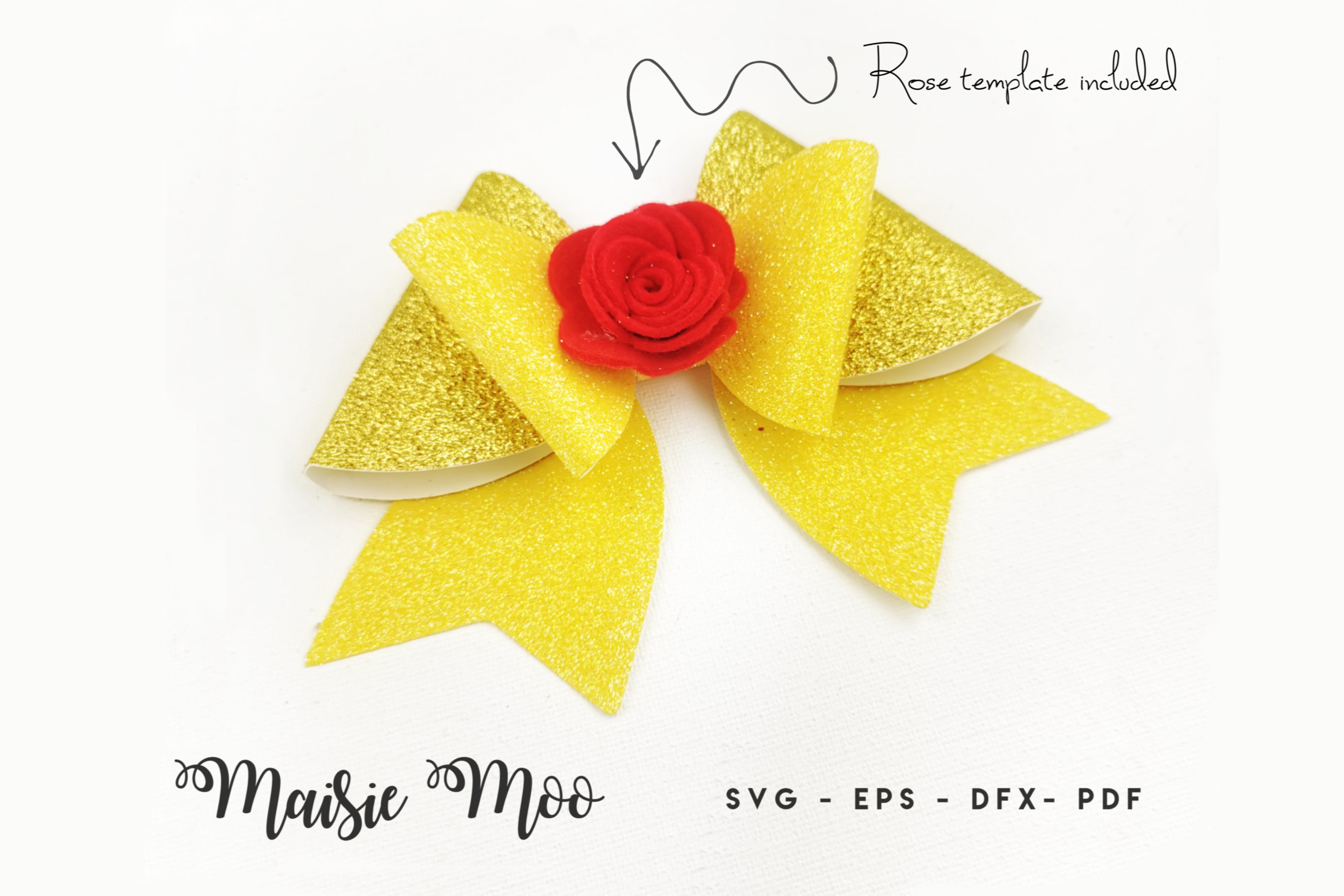 Princess Bow SVG, Belle Bow Template SVG, Yellow Cheer Bow (434445 ...