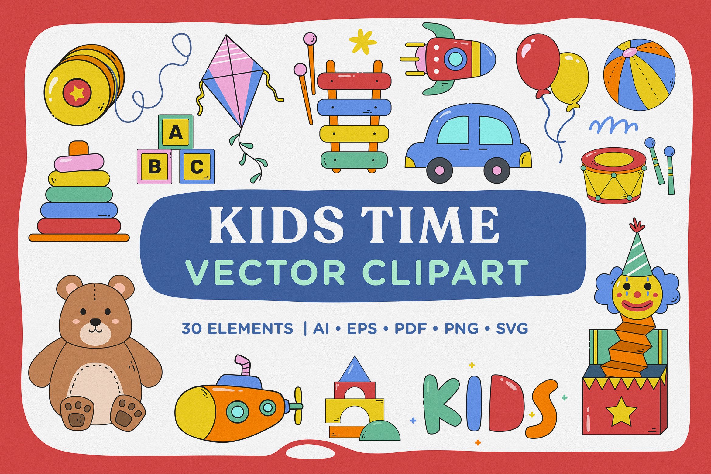 Kids Time Cute Baby Vector Clipart Pack (1243192) | Illustrations ...