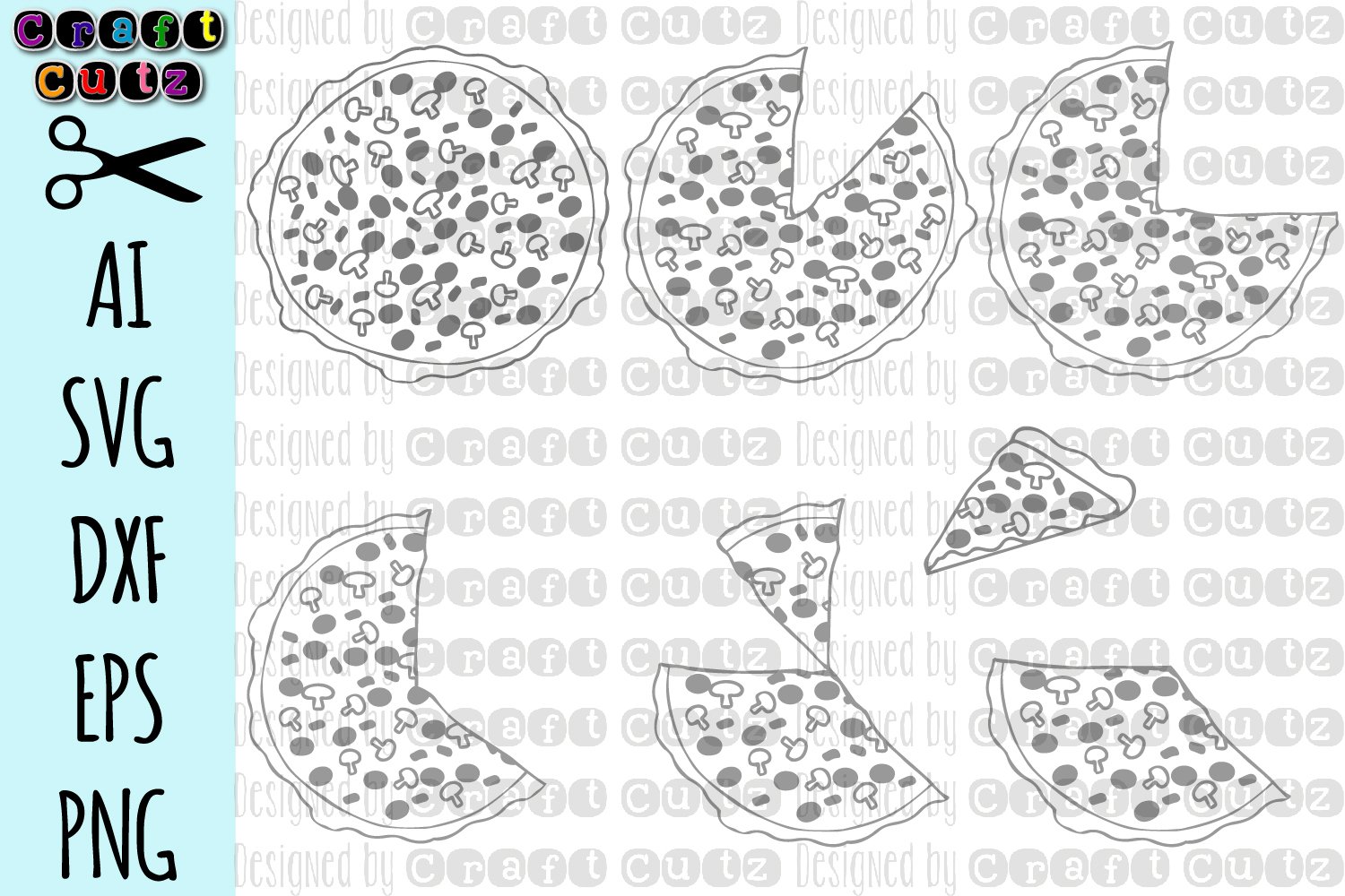 Pizza Slice SVG Bundle, Matching Family Cut Files (300315) | Cut Files ...