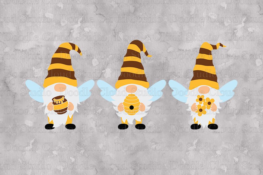 Bees Gnomes SVG Cut Files, Bee Gnome Clipart, Hive, Honey. (522726 ...