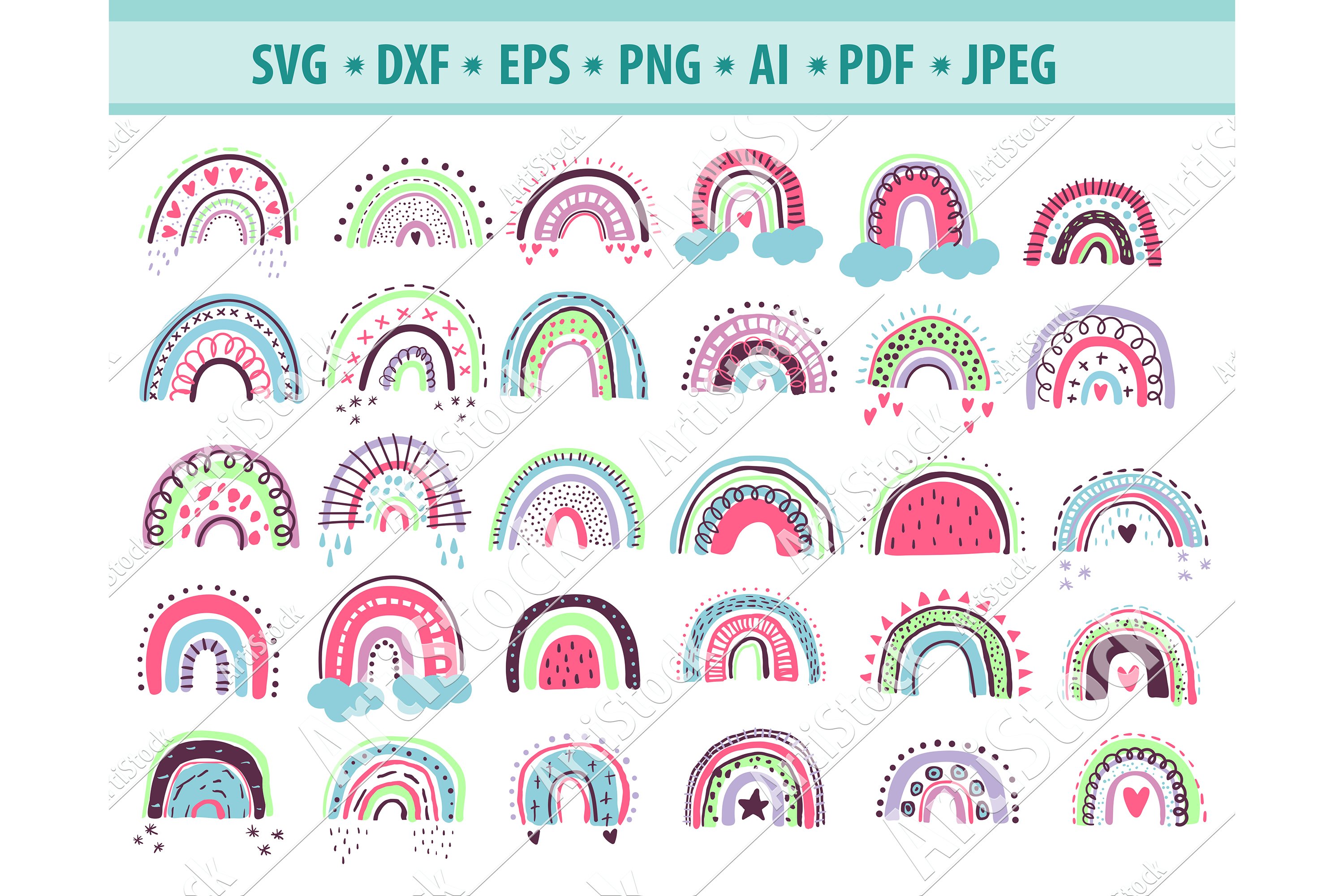 Rainbow SVG file, Baby shower Png, Cute rainbow Dxf, Eps (564124) | Cut ...