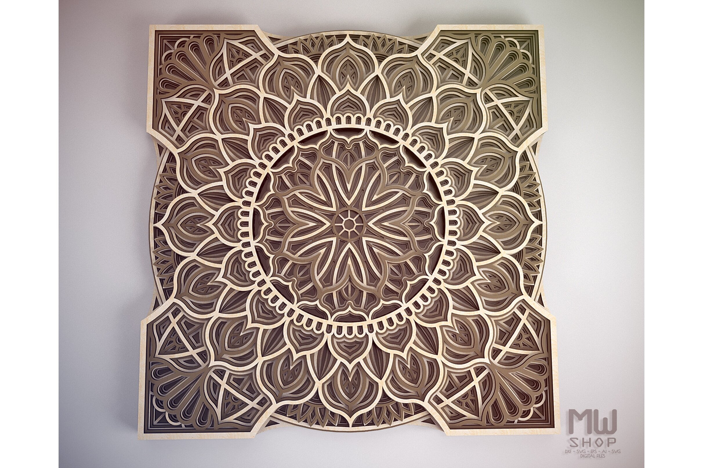 M08 - Multilayer Mandala DXF pattern for cutting machines (578794 ...