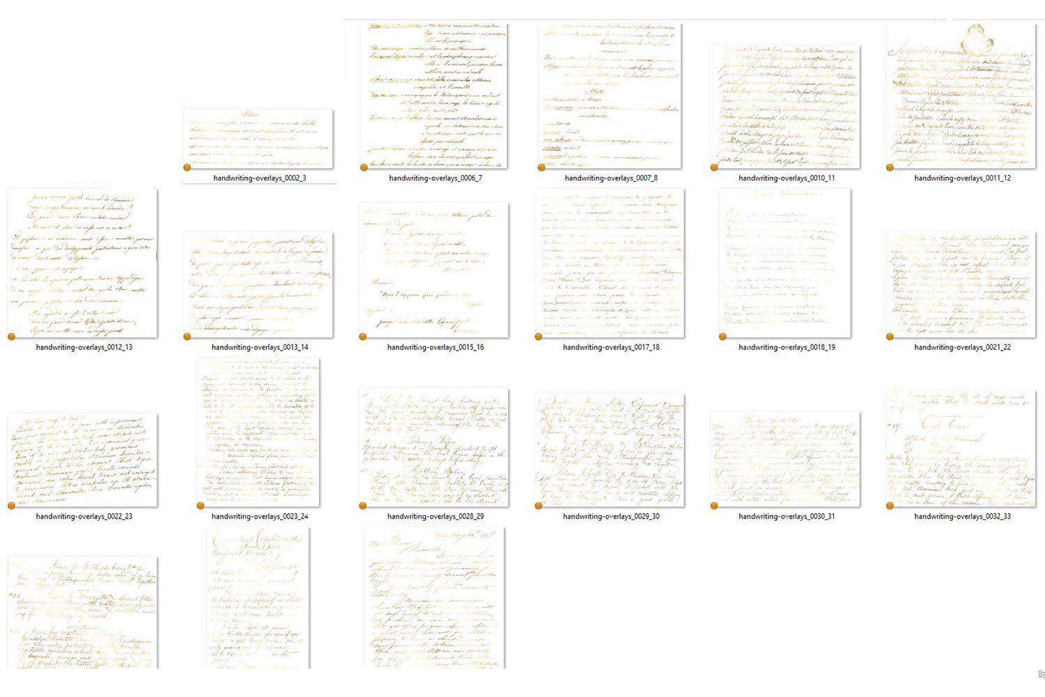 Old Gold Handwriting Overlays (137286) | Patterns | Design Bundles