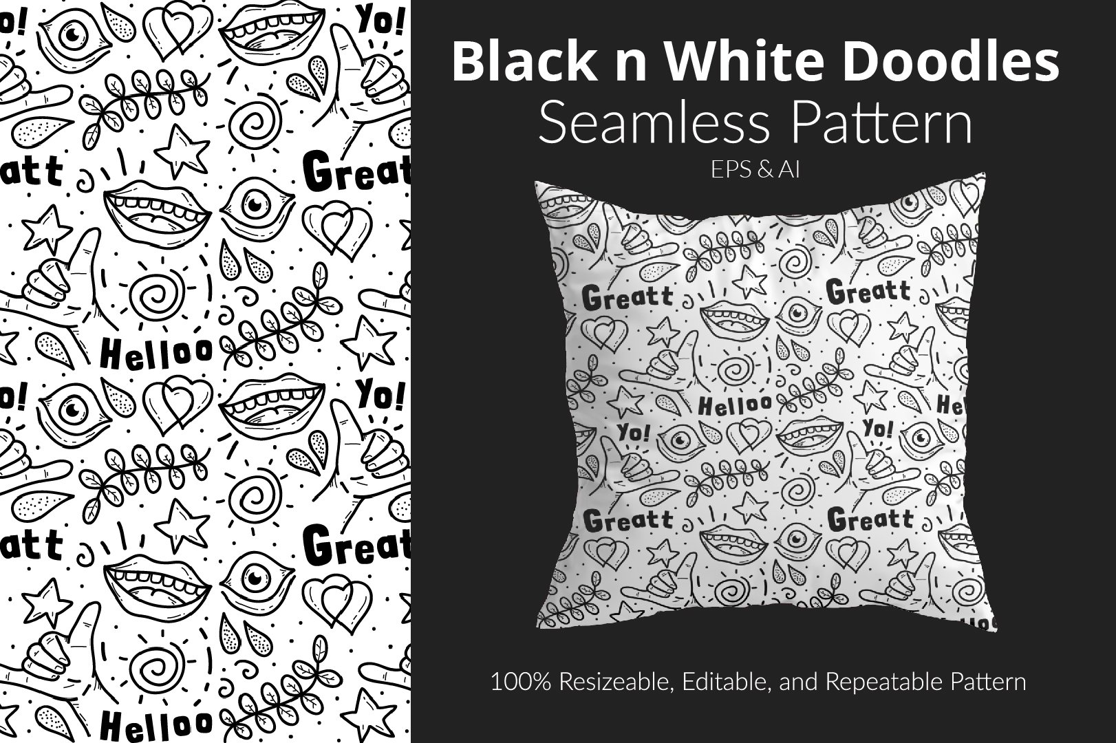 Black White Doodles - Seamless Pattern