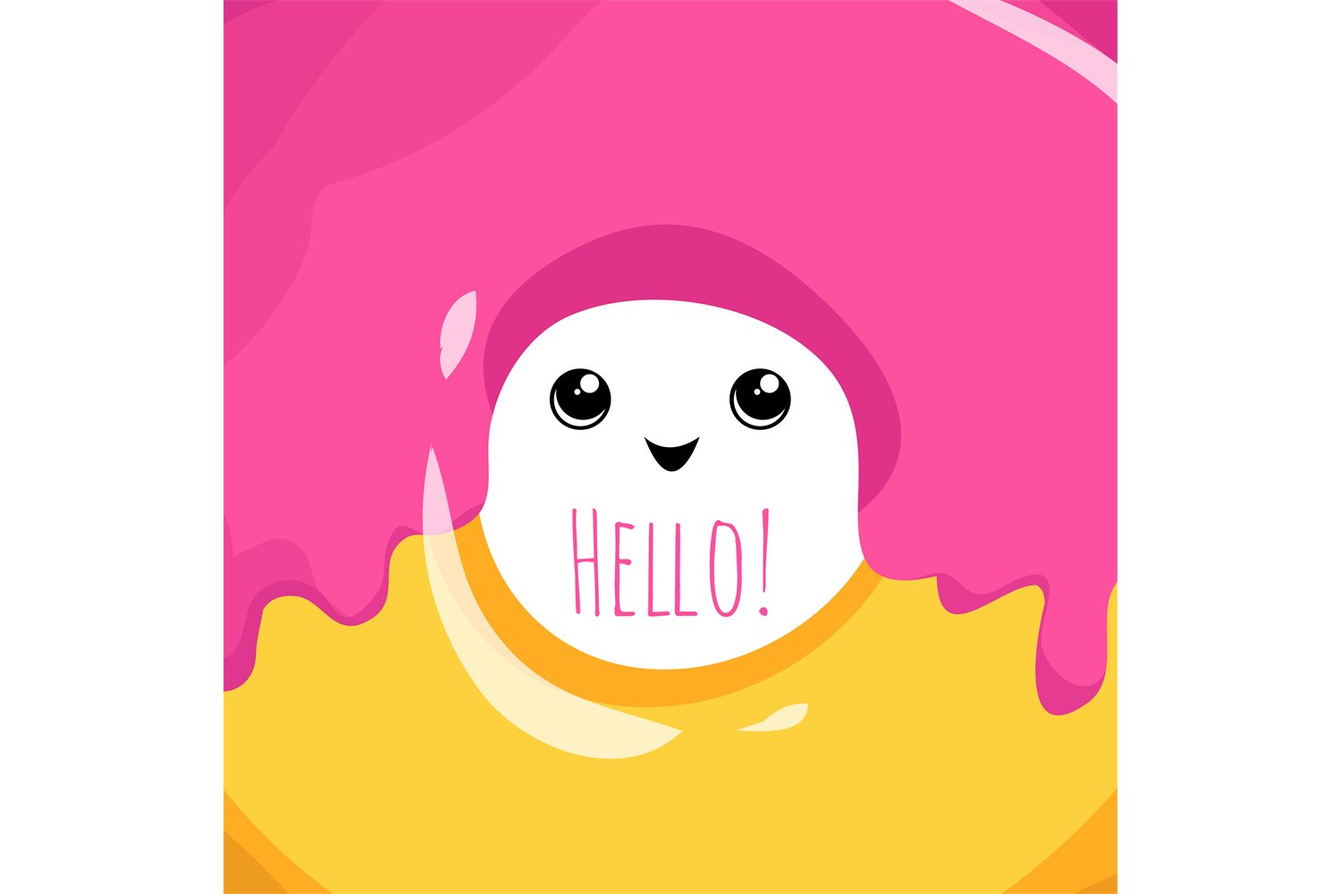 Cute hello card with donut (908643) | Illustrations | Design Bundles