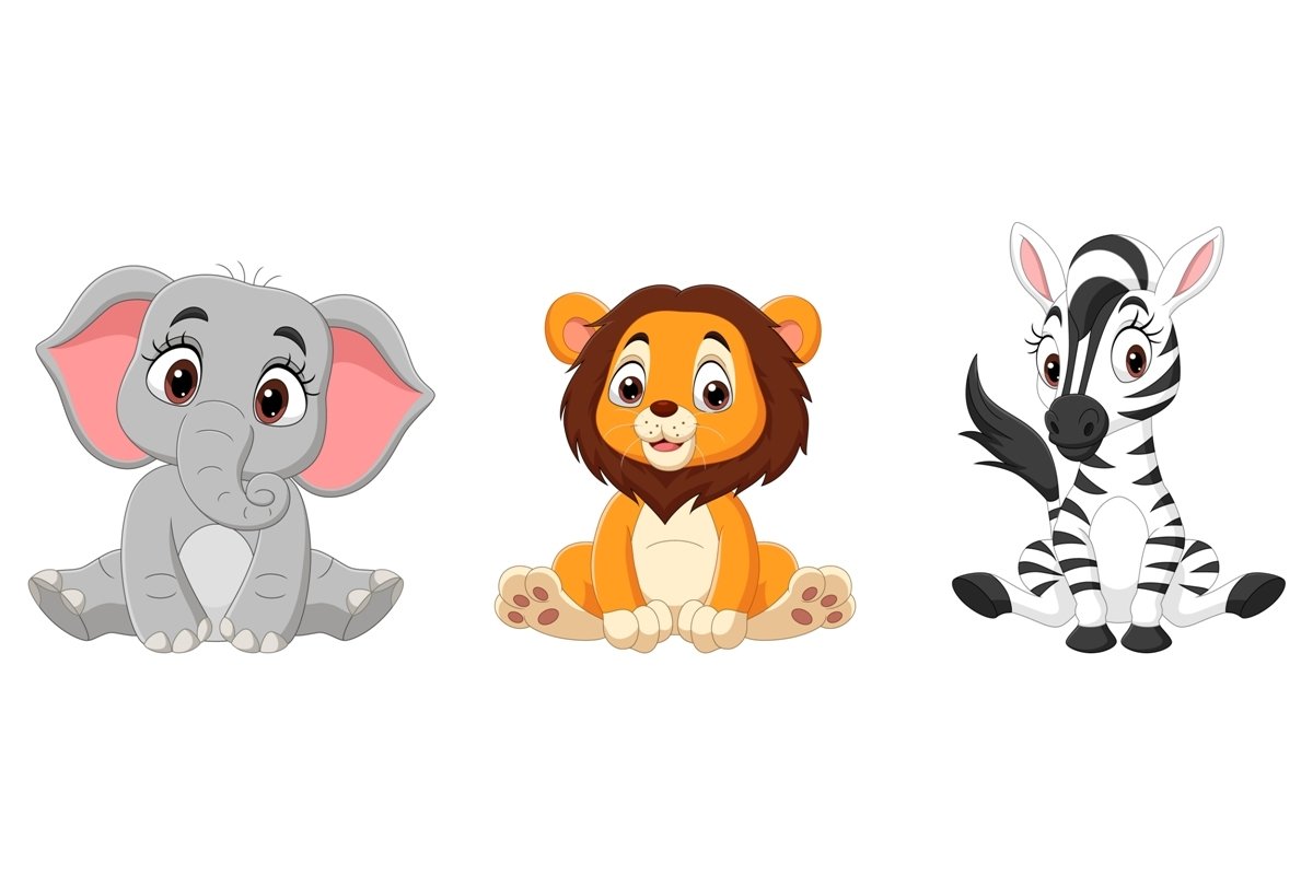 Set of Nine Cartoon Baby Animal Bundle (989487) | Characters | Design ...