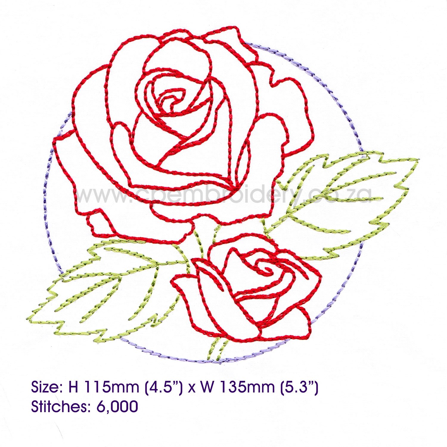 Floral Circle Rose Outline Machine Embroidery Design (194633 ...