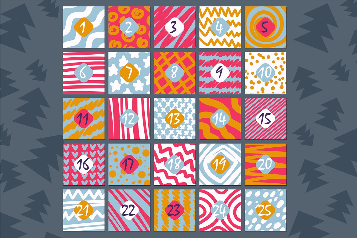 Stylish Advent Calendar Template (402696) | Illustrations | Design Bundles