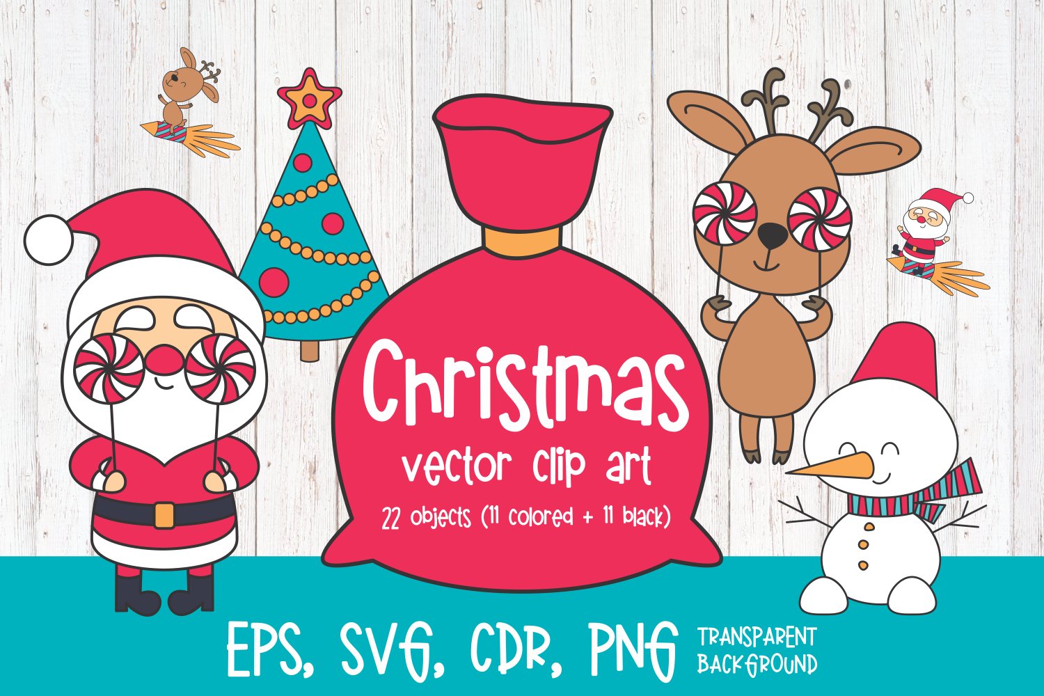 Santa Claus and deer. Christmas clip art (796960) | Clipart | Design ...