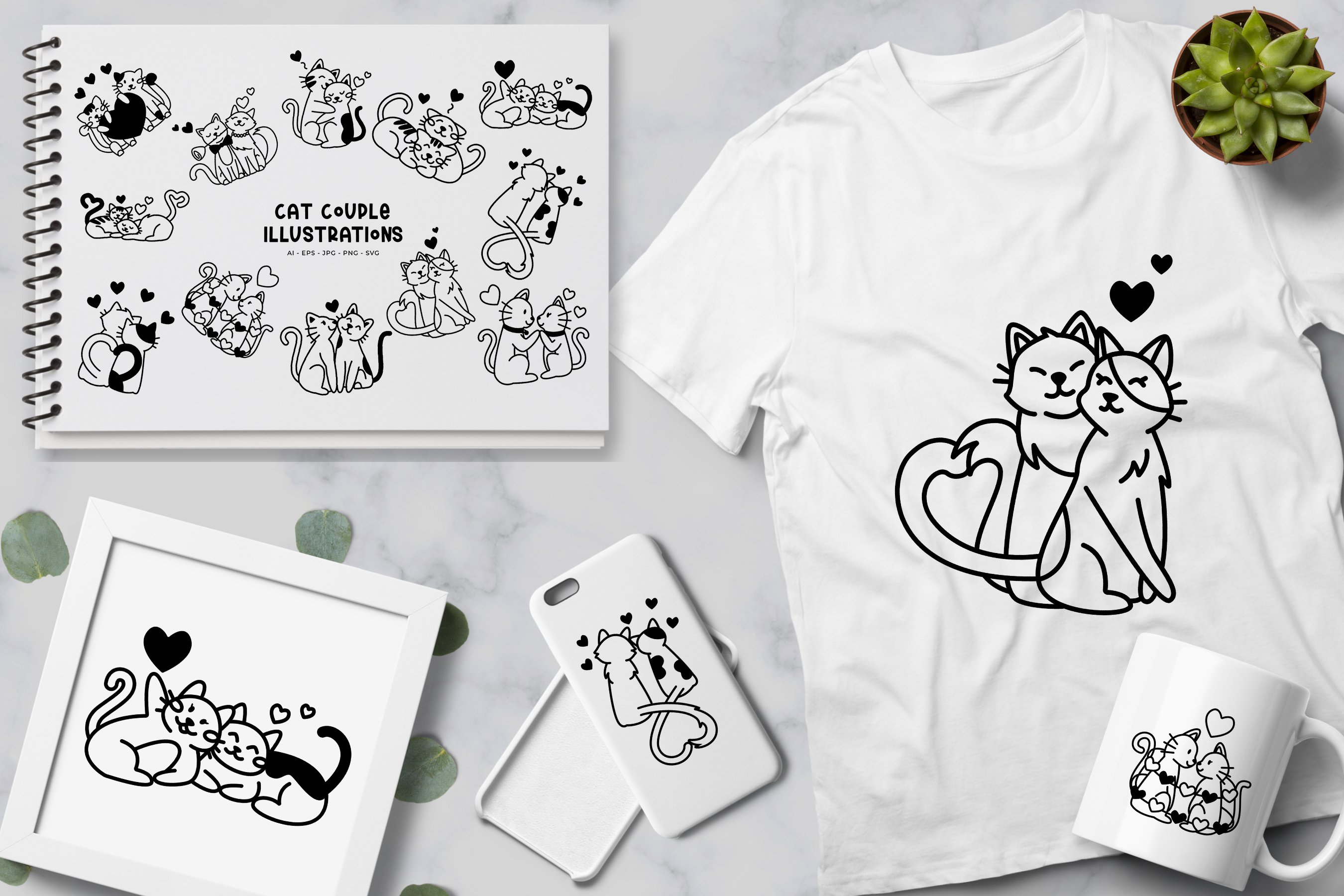 Cat Couple illustrations