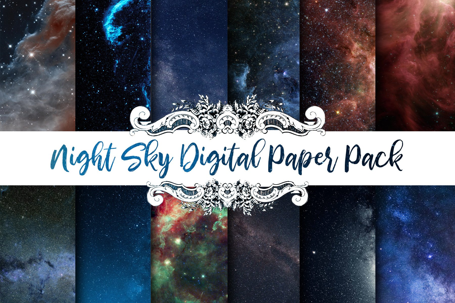 Starry Sky Space Digital Paper Pack (301796) | Scrapbooking | Design ...