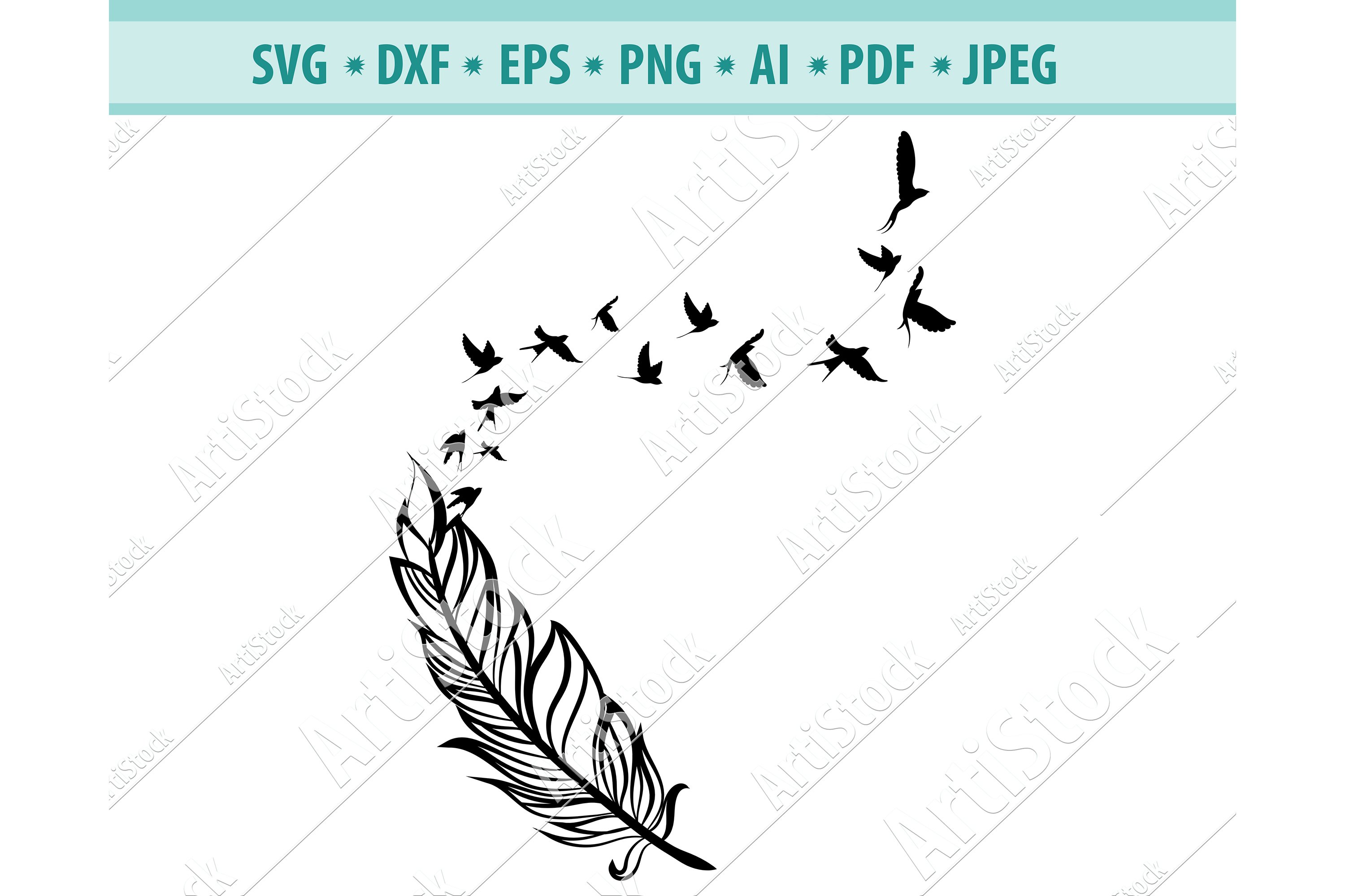 Feather to Birds Svg, Doves feathers Svg, Gift Dxf, Png, Eps (457754 ...