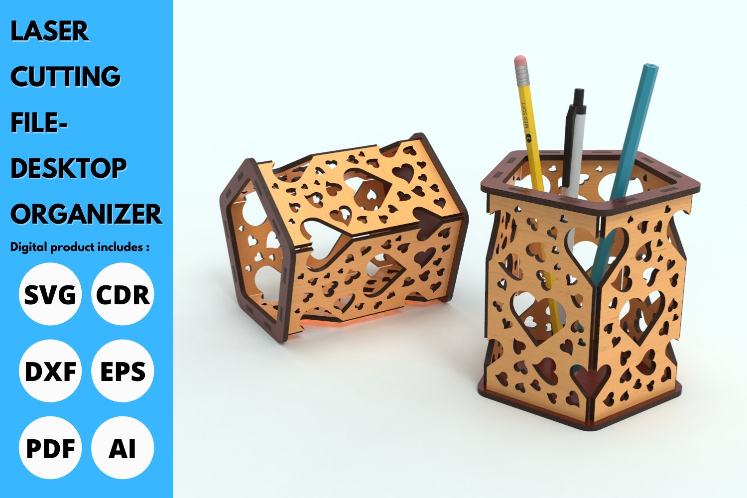 Desktop organizer - laser cutting file