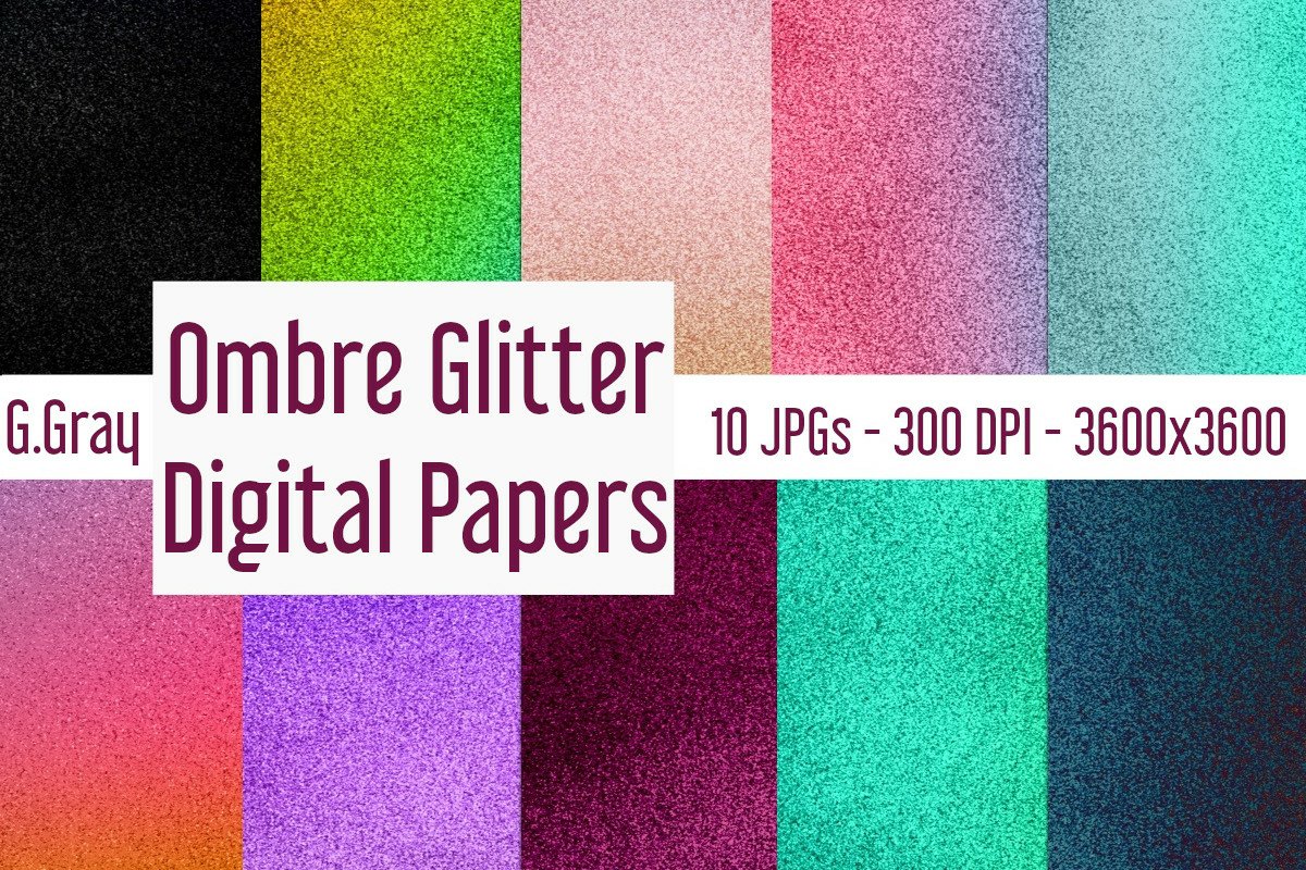 Ombre Glitter Digital Papers (1359268) | Backgrounds | Design Bundles