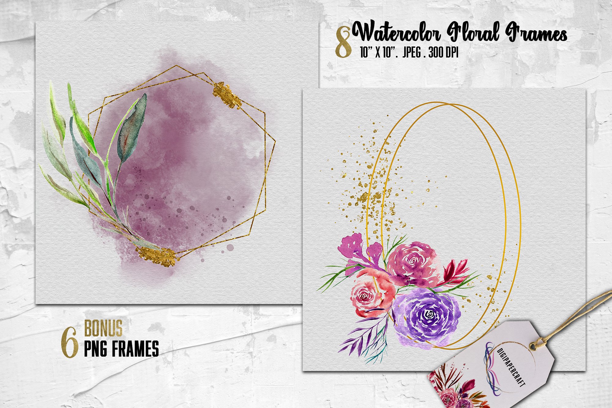 Vintage floral frames clipart, Watercolor wedding Cards (802349) | Card ...