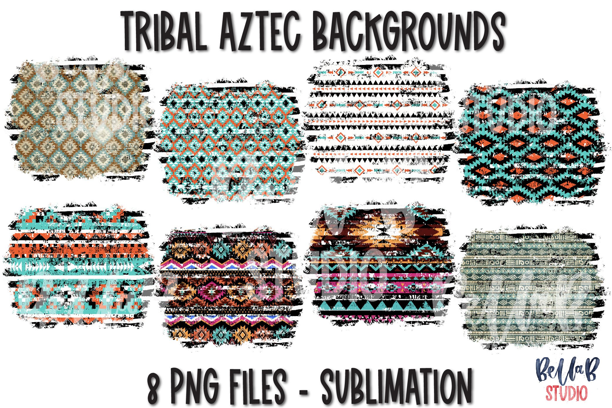 Tribal Aztec Background Bundle, Sublimation Backsplash (1139251 ...