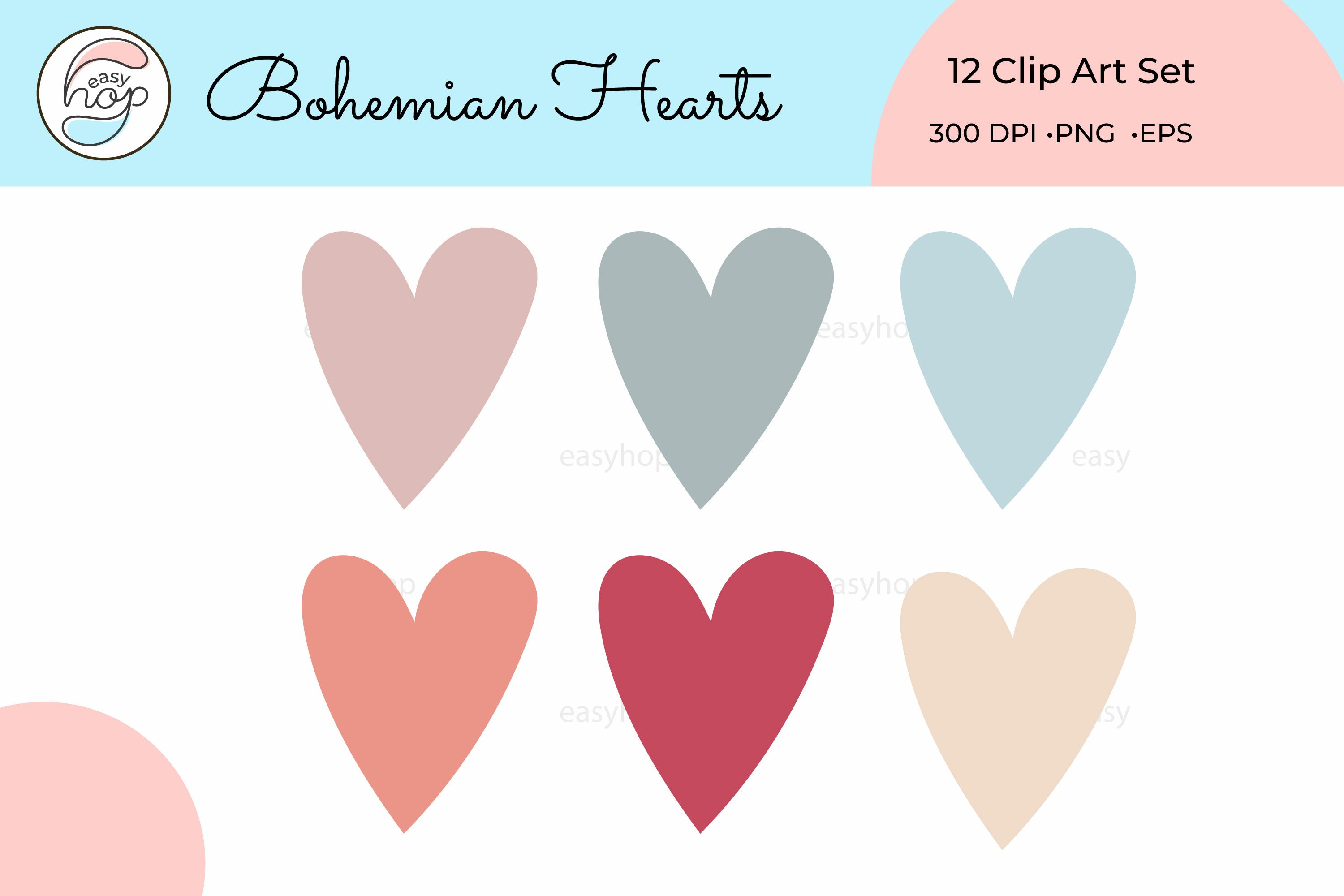 Bohemian Hearts Clip Art Set (1750319) | Clipart | Design Bundles