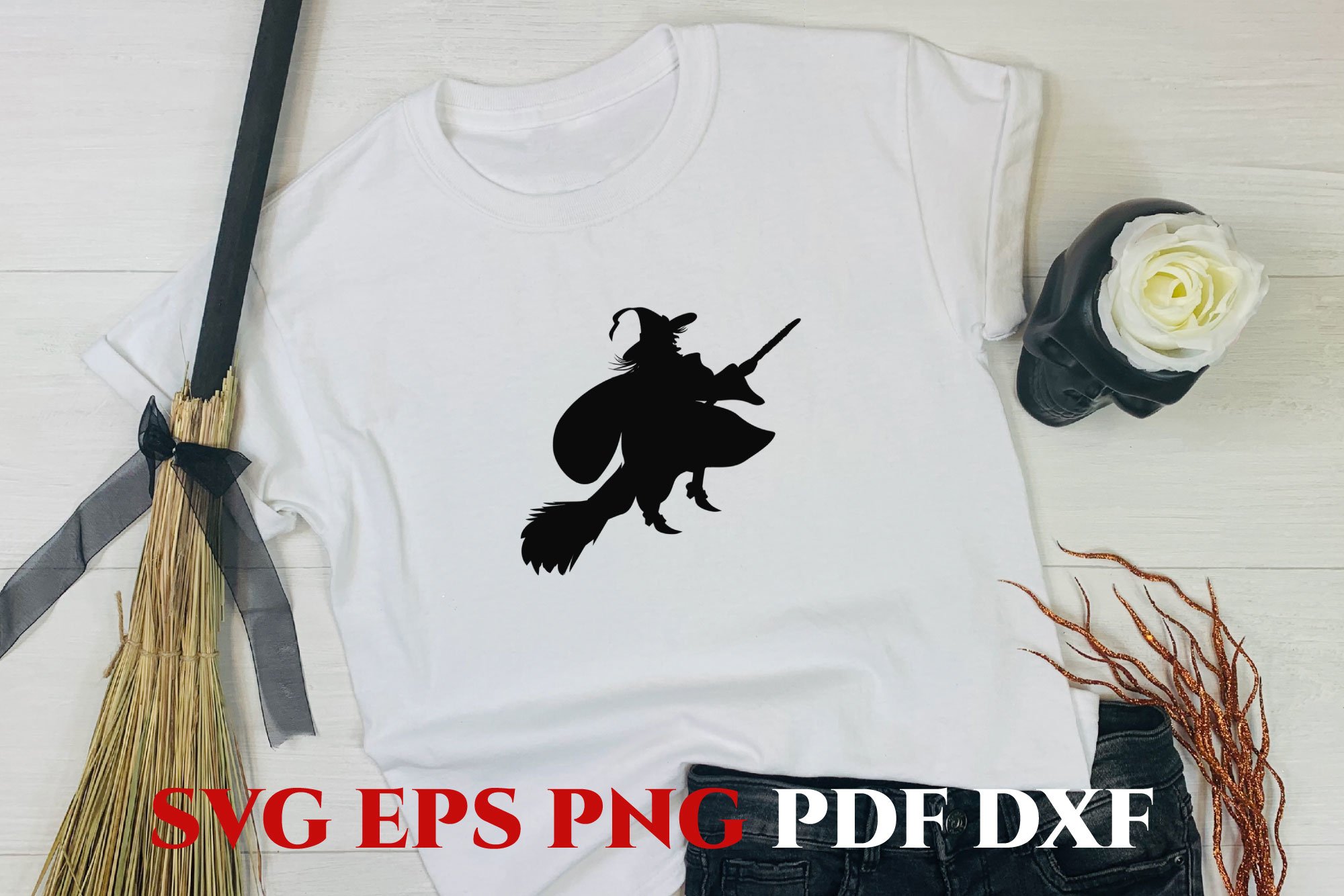 Witch on broom silhouettes. SVG, PNG (997164) | SVGs | Design Bundles