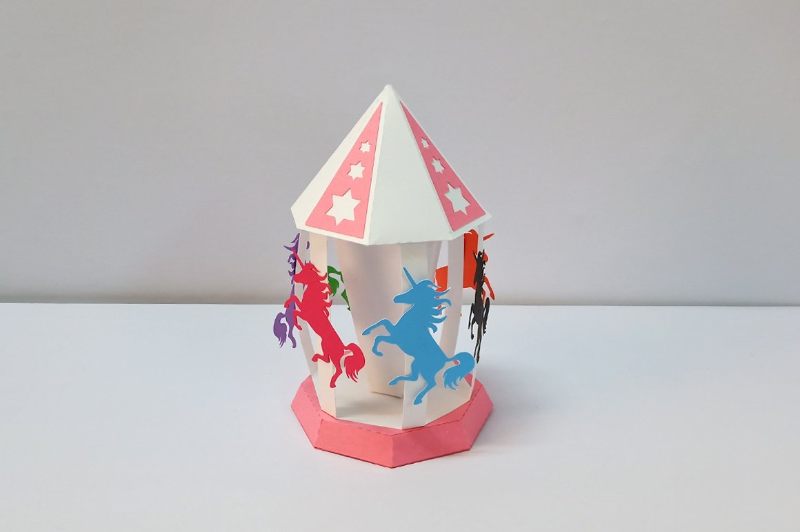 DIY Carousel - 3d papercraft (537749) | Paper Cutting | Design Bundles