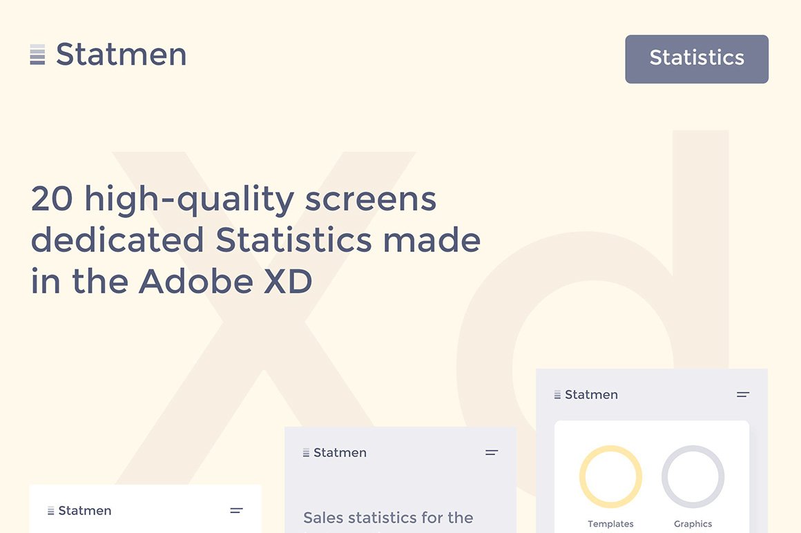 Statmen XD iOS Ui Kit - Statistic (347666) | Web Elements | Design Bundles