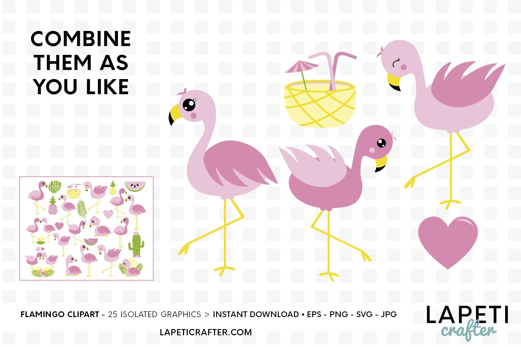 Pink flamingo illustration, summer clipart, tropical vector (515562 ...