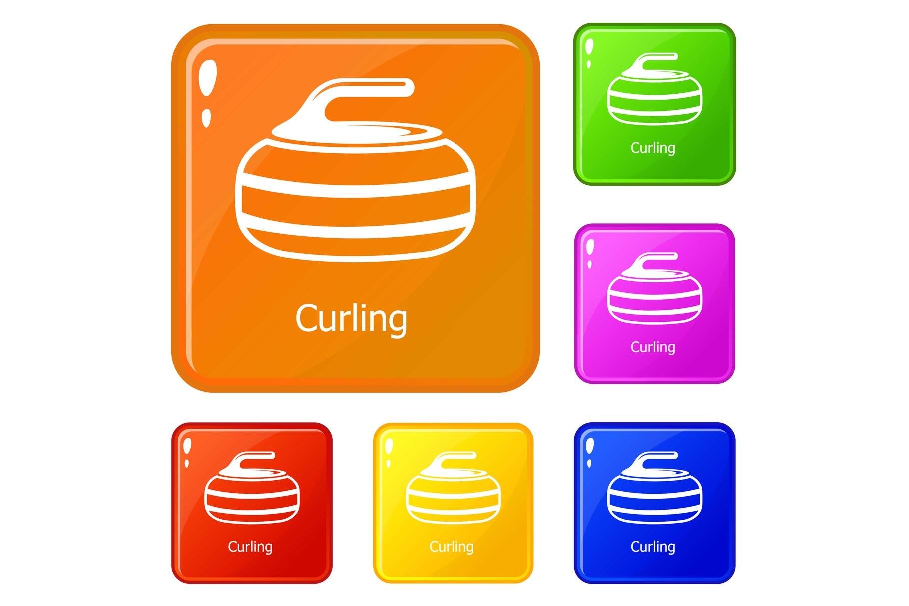 Curling icons set vector color (509300) | Icons | Design Bundles