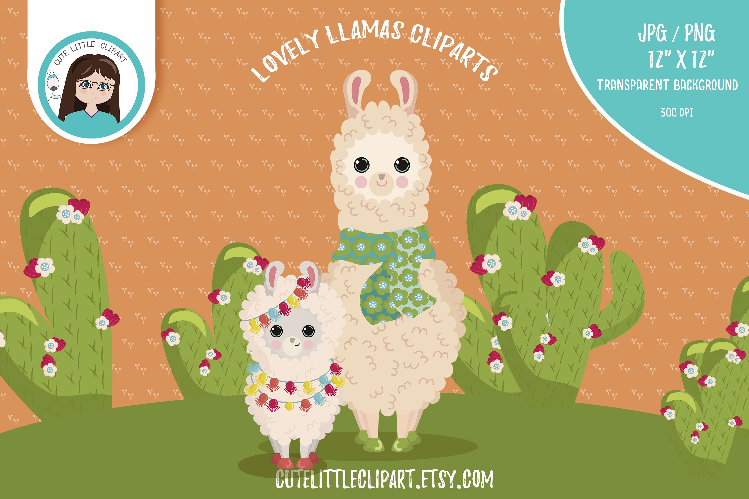 LLamas clipart PNG / JPEG (253614) | Illustrations | Design Bundles