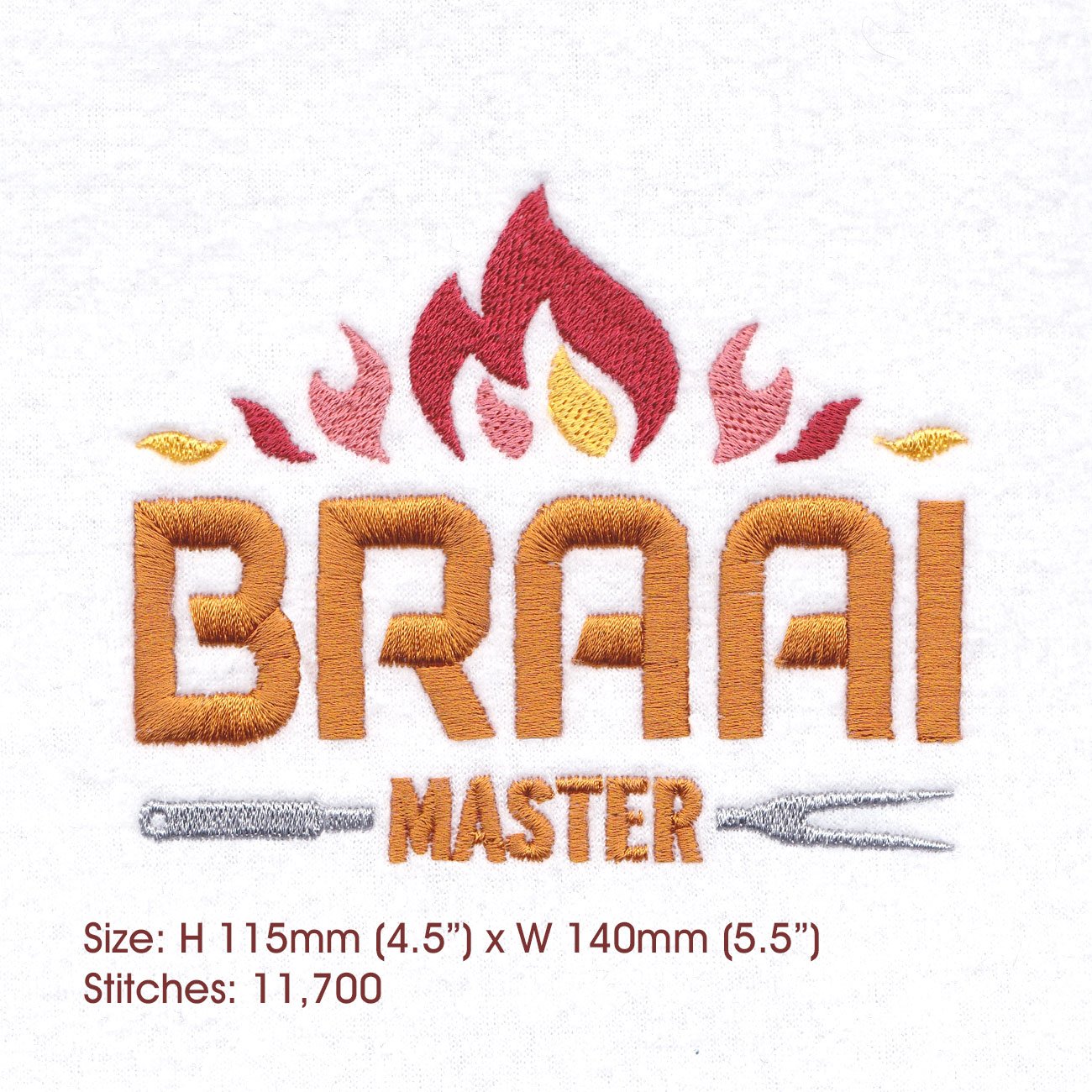 Braai BBQ Master Flamed Embroidery Download Design (122928 ...