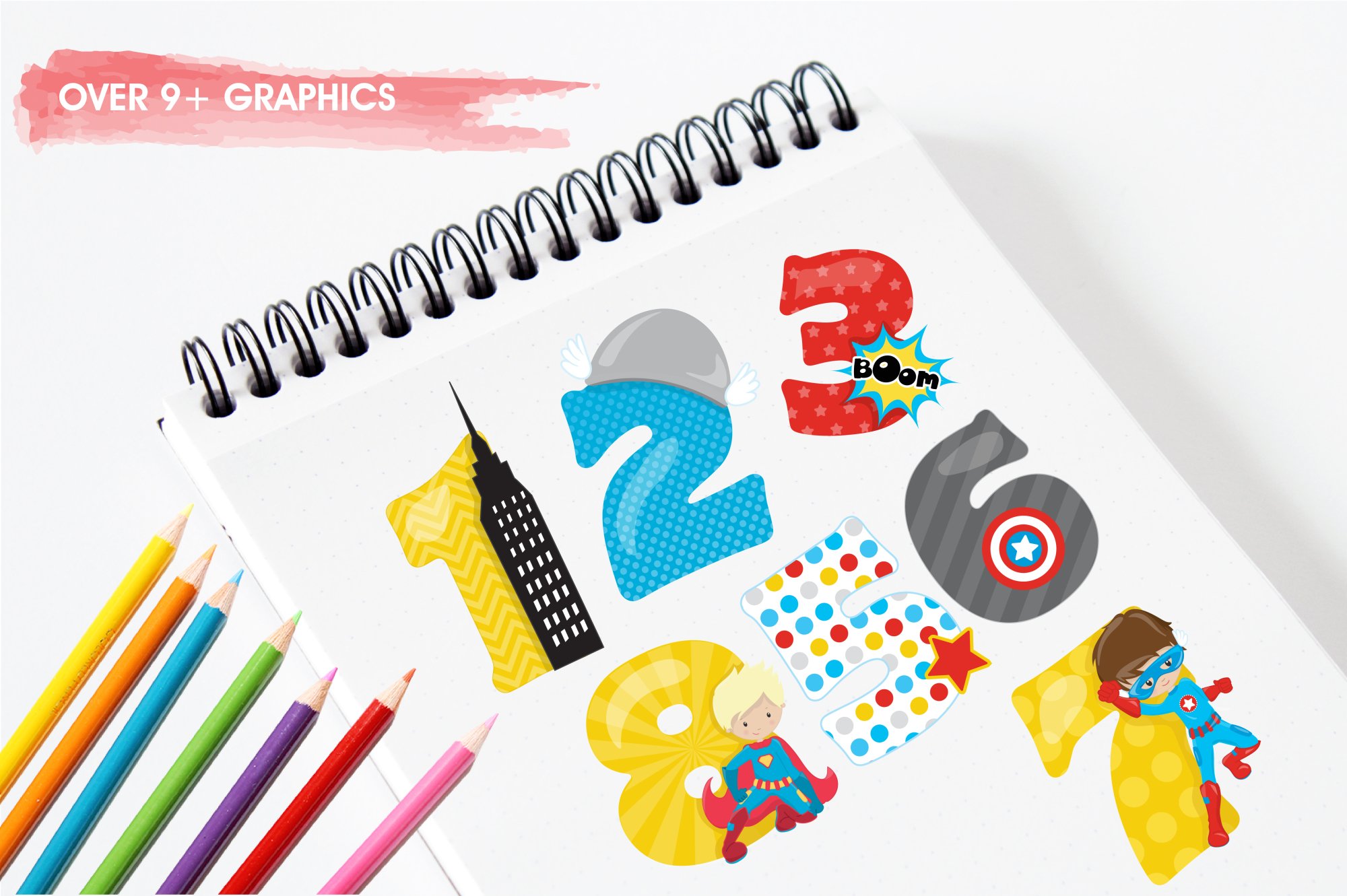 Superhero Numbers graphics and illustrations (14575) | Illustrations ...